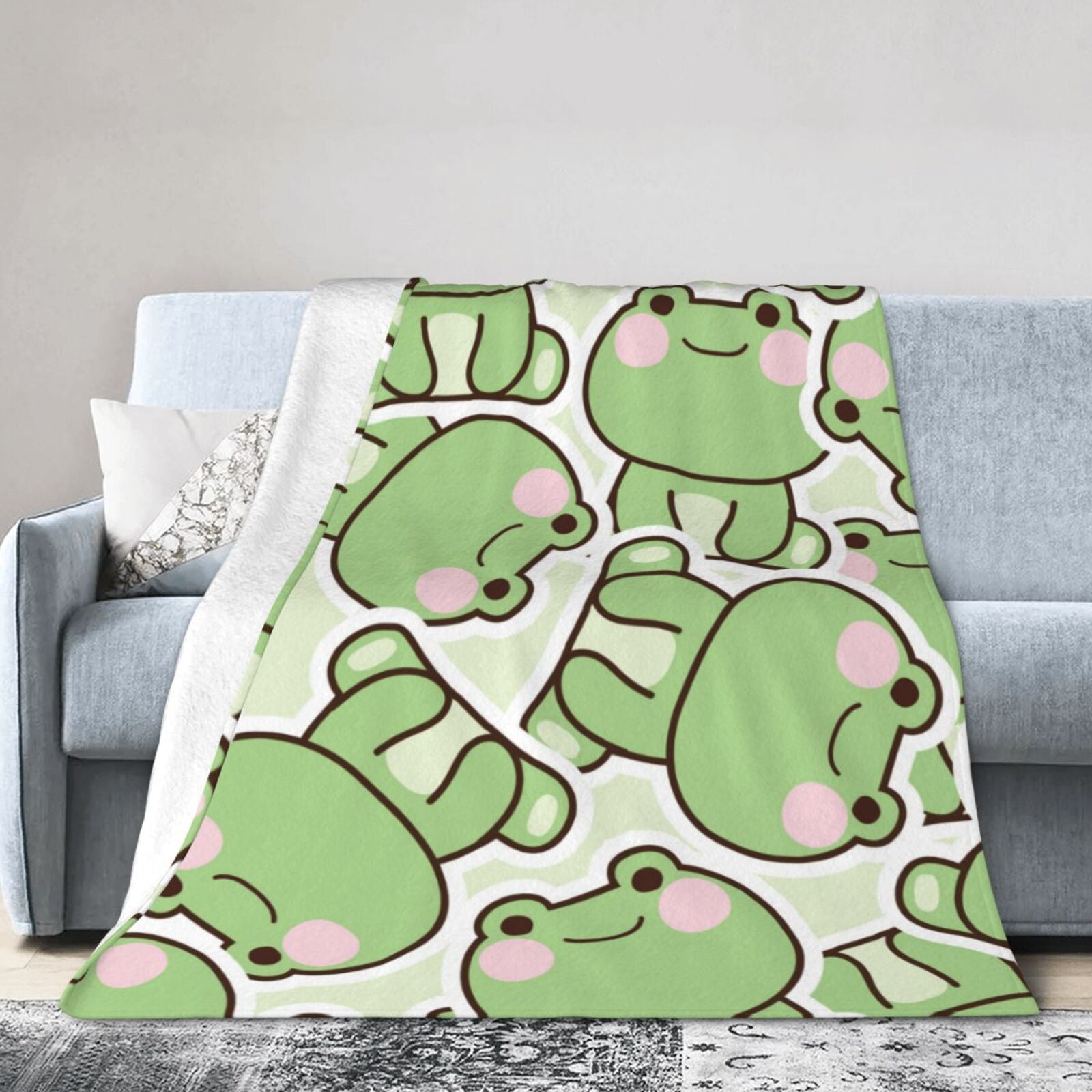 Ocsxa Flannel Fleece Cute Frog Print Throw Blanket, Lightweight Super ...