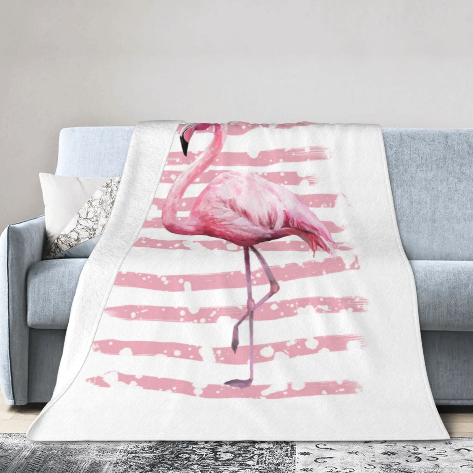 Ocsxa Flannel Fleece Flamingo Print Throw Blanket, Lightweight Super ...