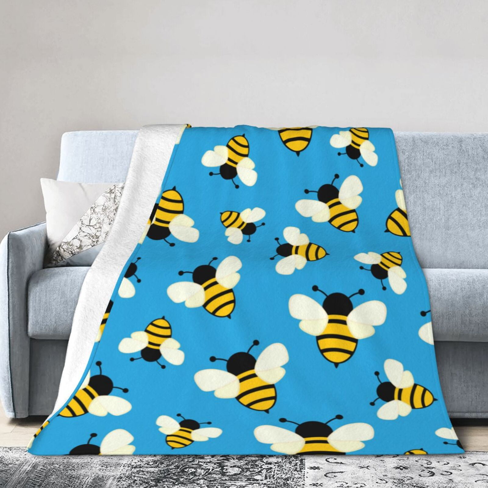 Ocsxa Flannel Fleece Flying Bees Print Throw Blanket, Lightweight Super ...