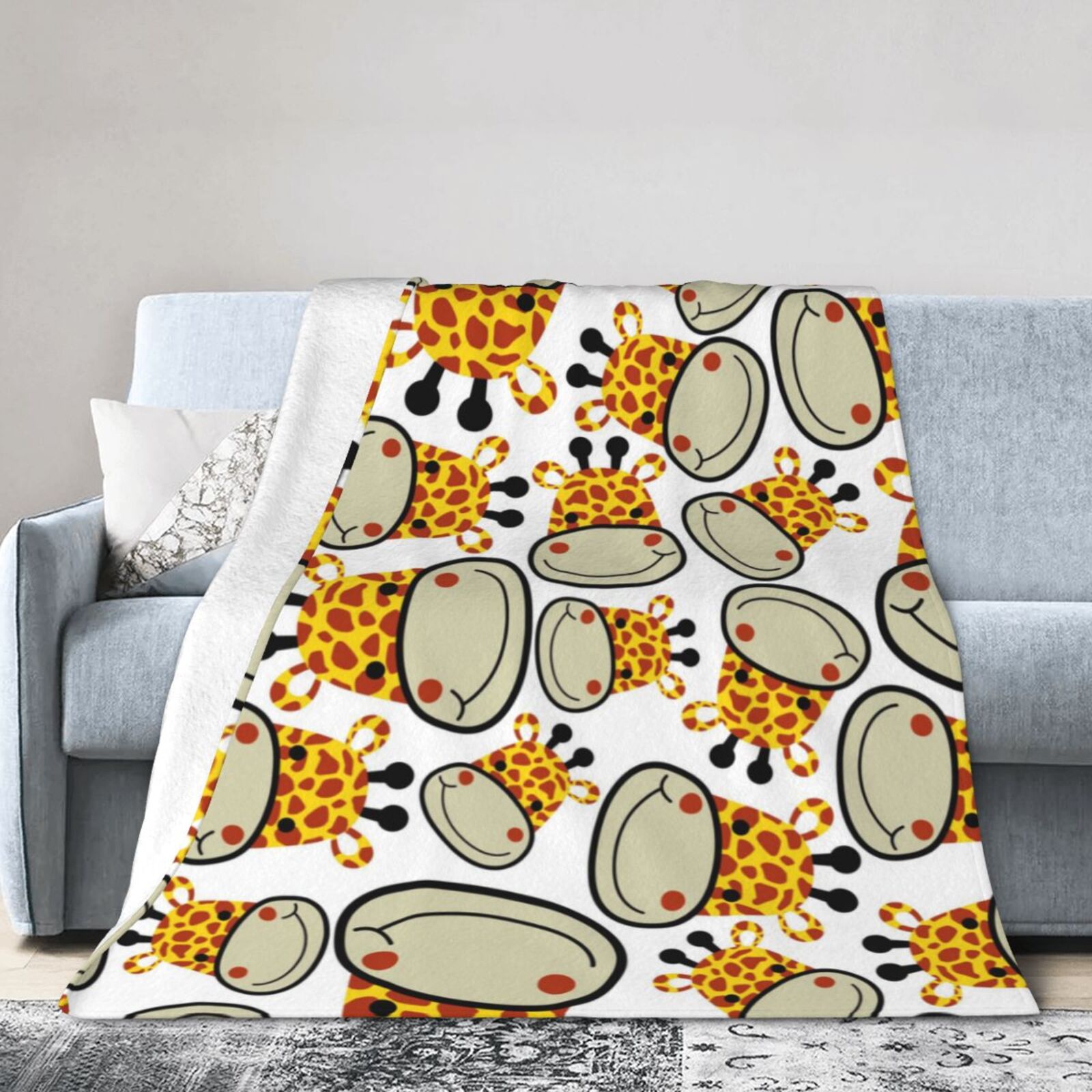 Ocsxa Flannel Fleece Giraffes Head ,Cartoon Giraffes Print Throw ...