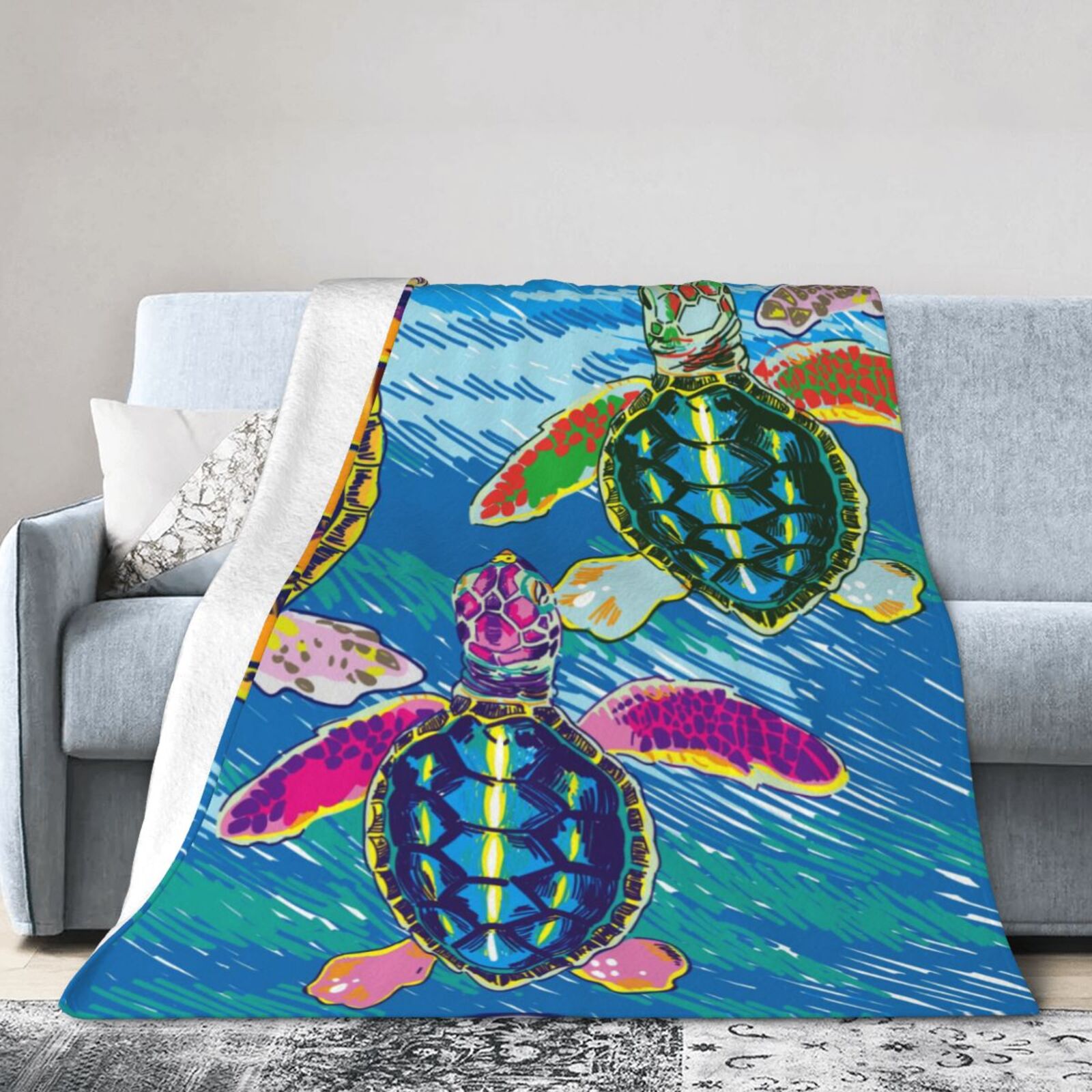 Ocsxa Flannel Fleece Little Sea Turtles Print Throw Blanket ...