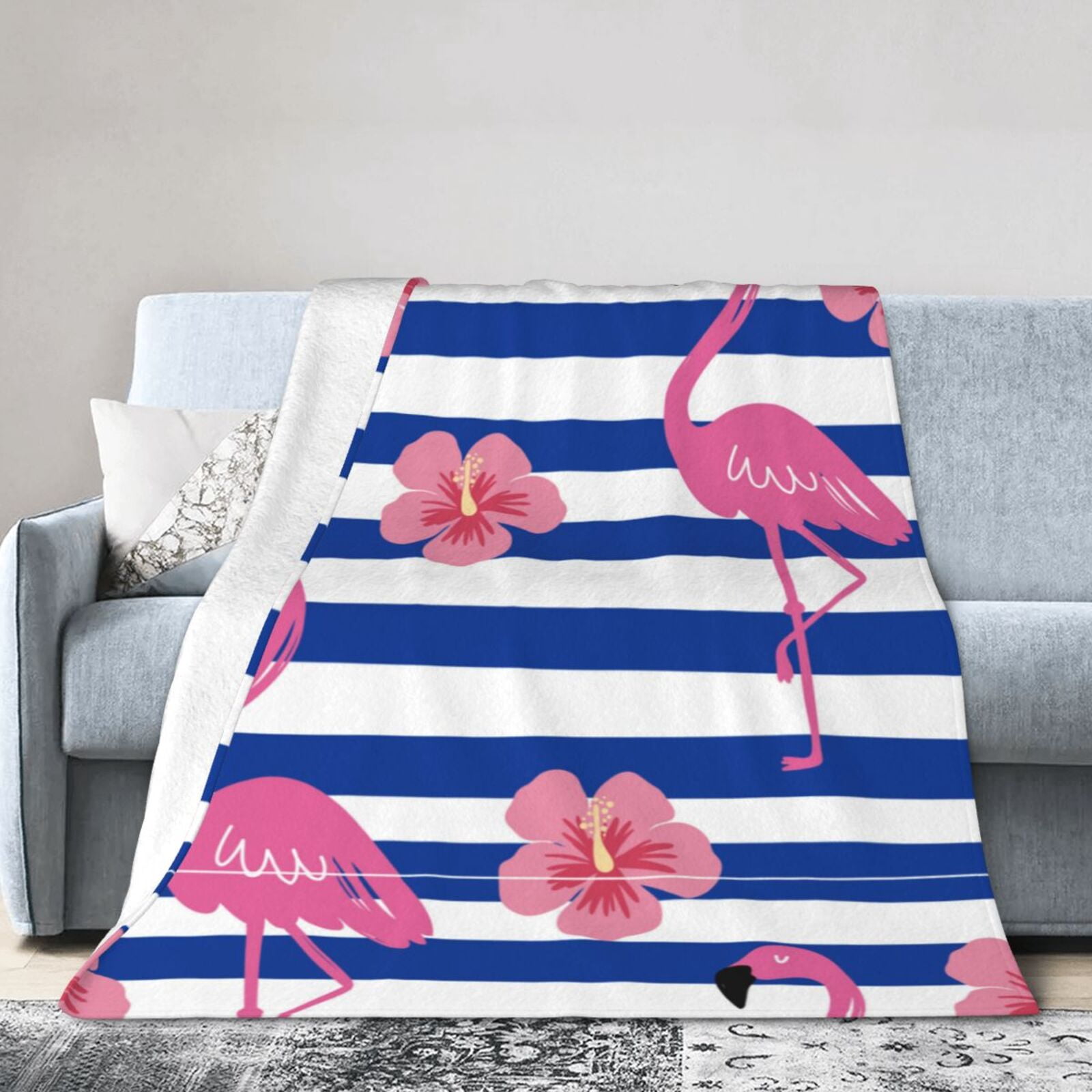 Ocsxa Flannel Fleece Pink Flamingo Print Throw Blanket, Lightweight ...