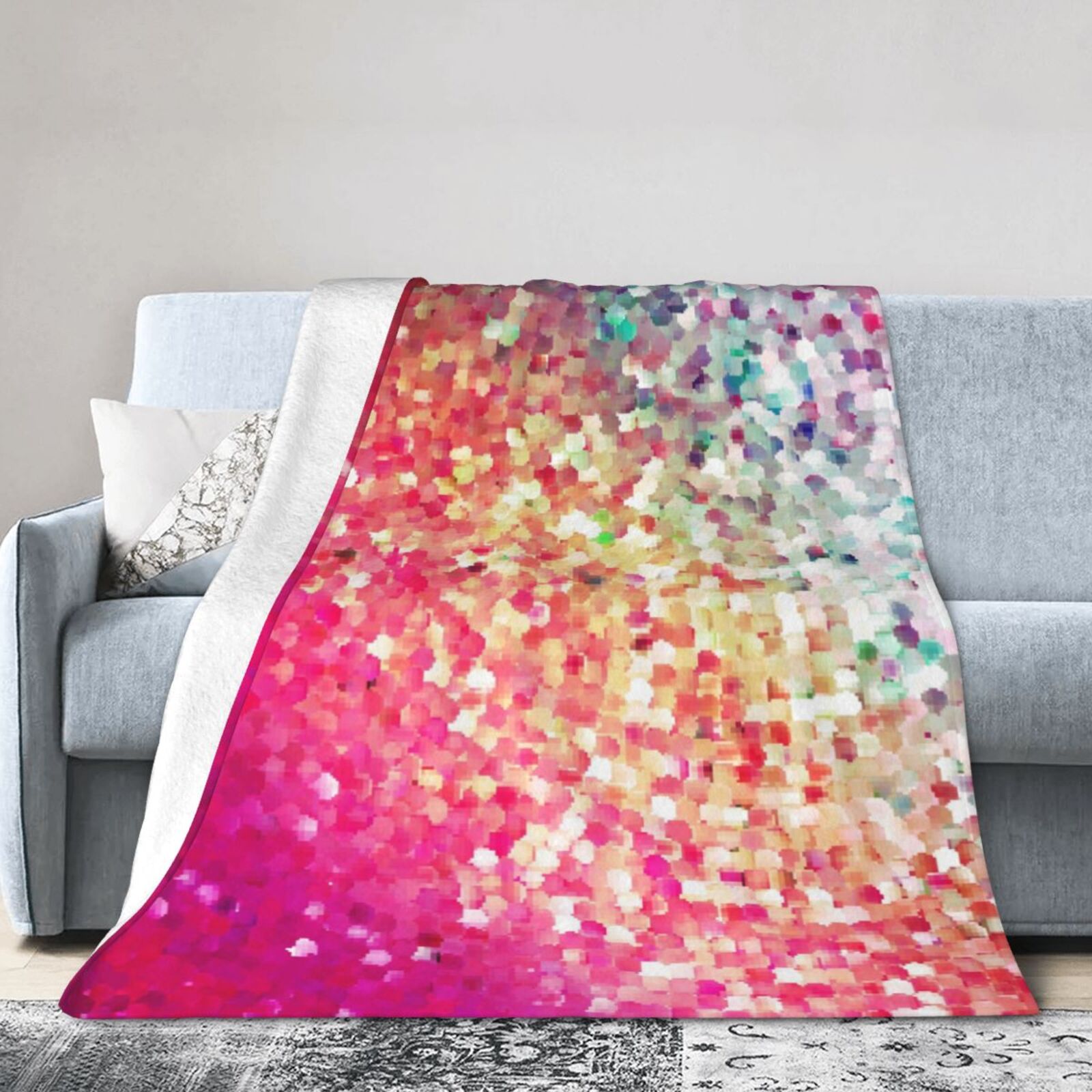 Ocsxa Flannel Fleece Purple Sparkling Print Throw Blanket, Lightweight ...