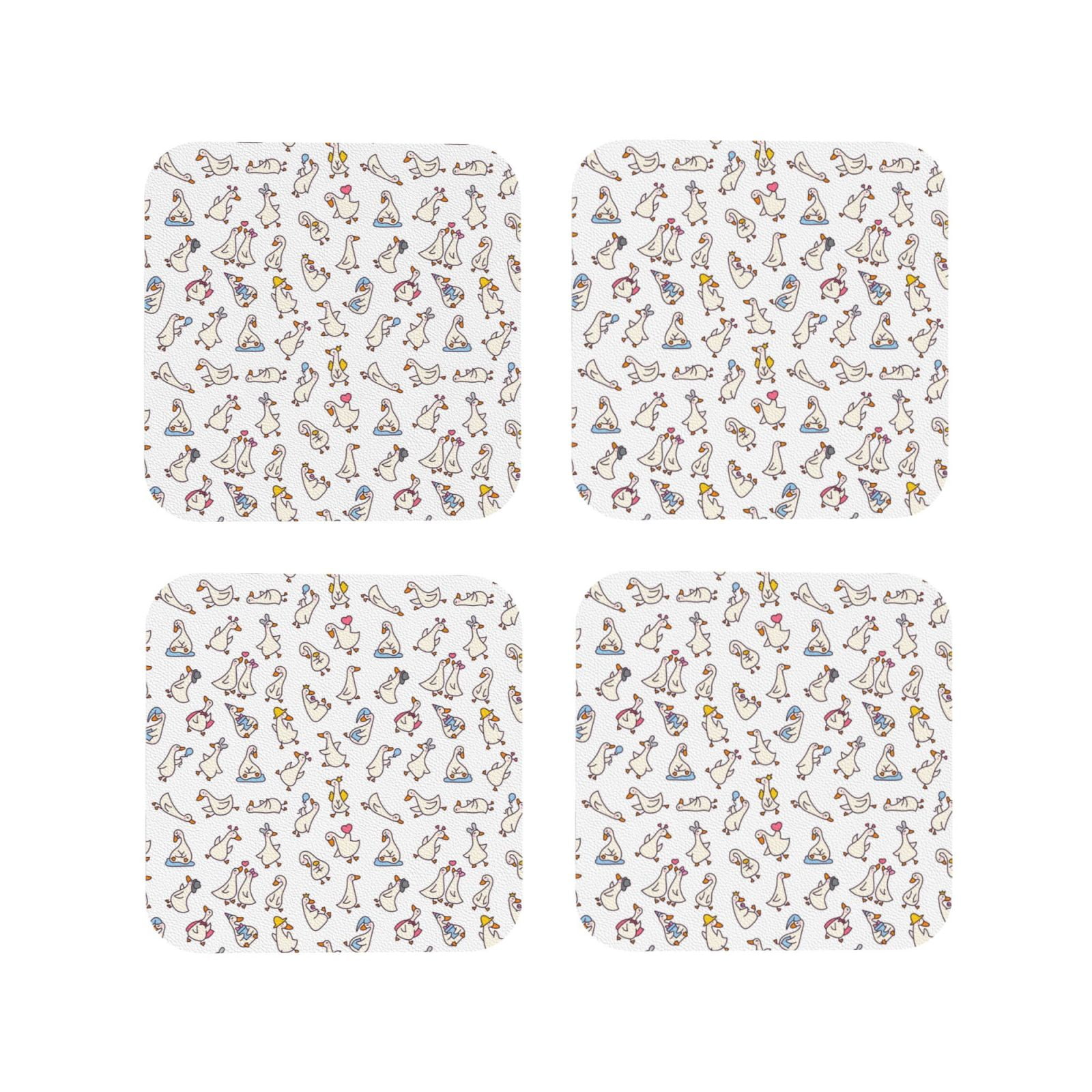 Ocsxa Funny goose birds Coasters for Drinks Leather Coasters Set of 4 ...
