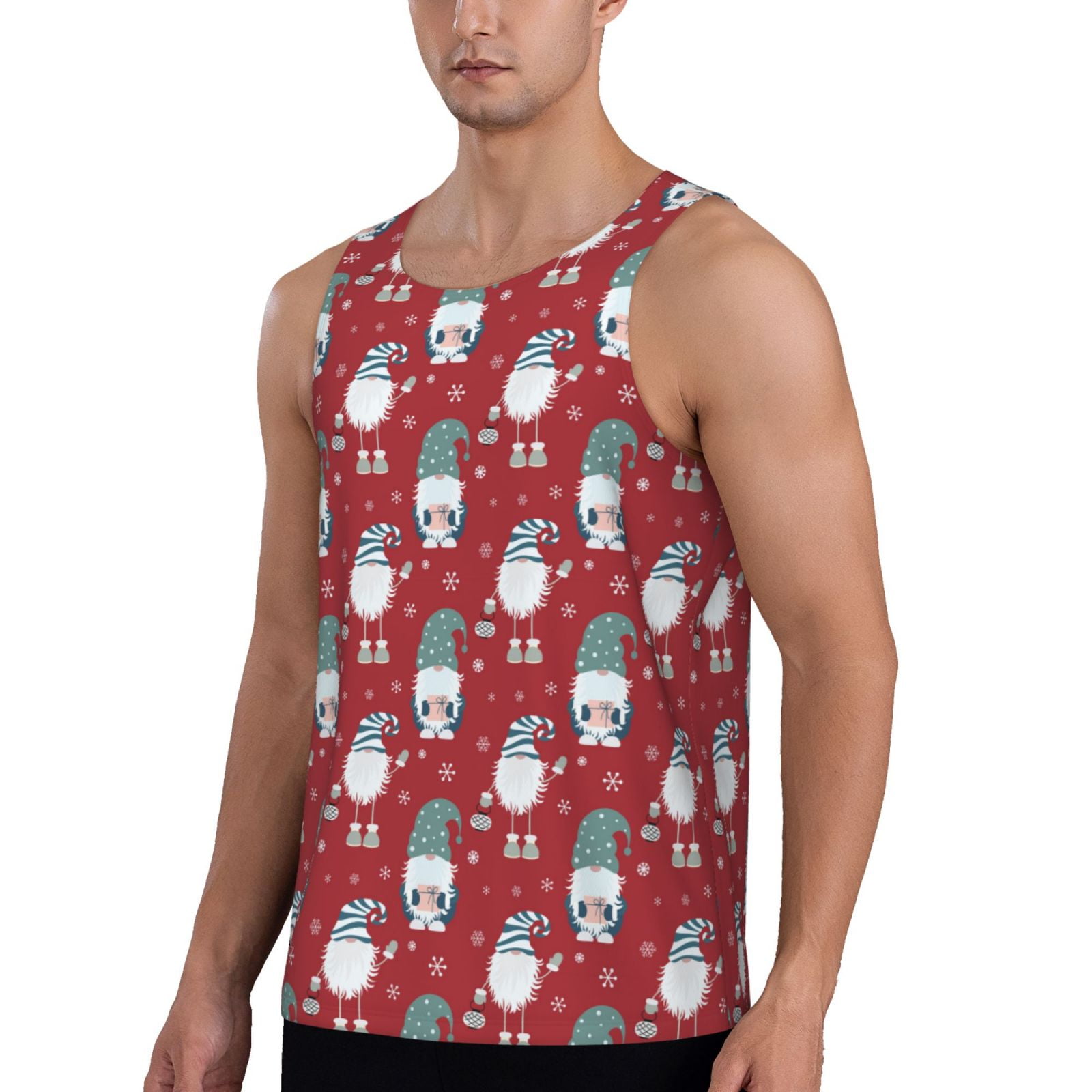 Ocsxa Gnome And Snowflakes Pattern Men's Muscle Gym Workout Stringer ...