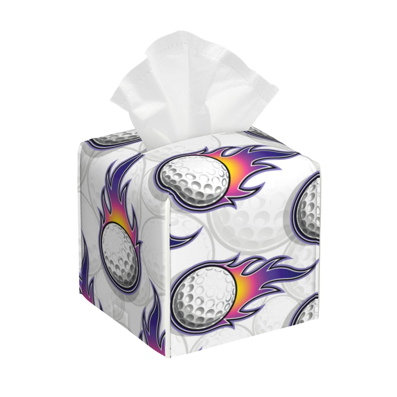 Ocsxa Golf balls Print Leather Tissue Box Cover Holder, Square Tissue ...