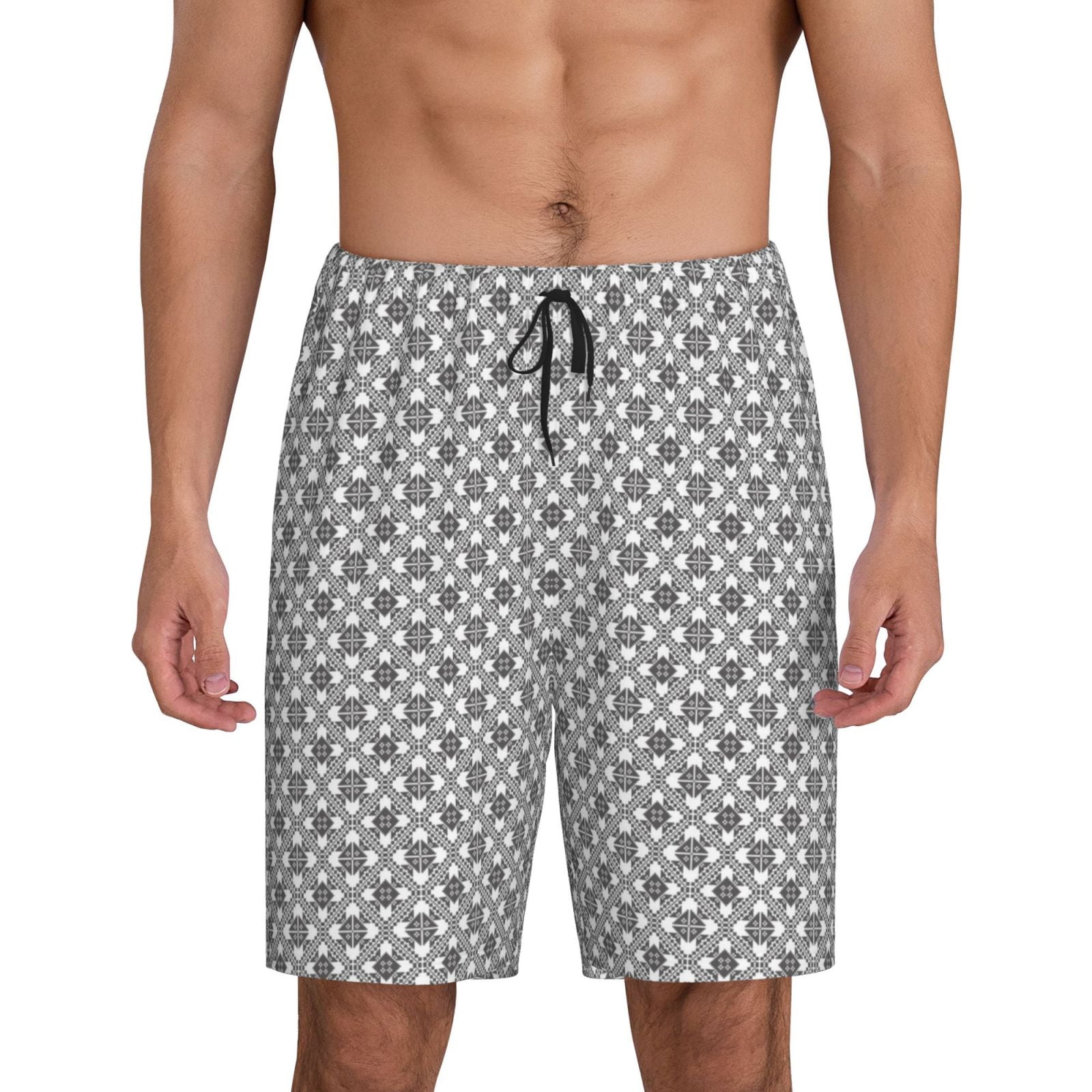 Ocsxa Gray Plaid Print Sleep Pajama Shorts for Men,Men's 1-Pack Shorts ...