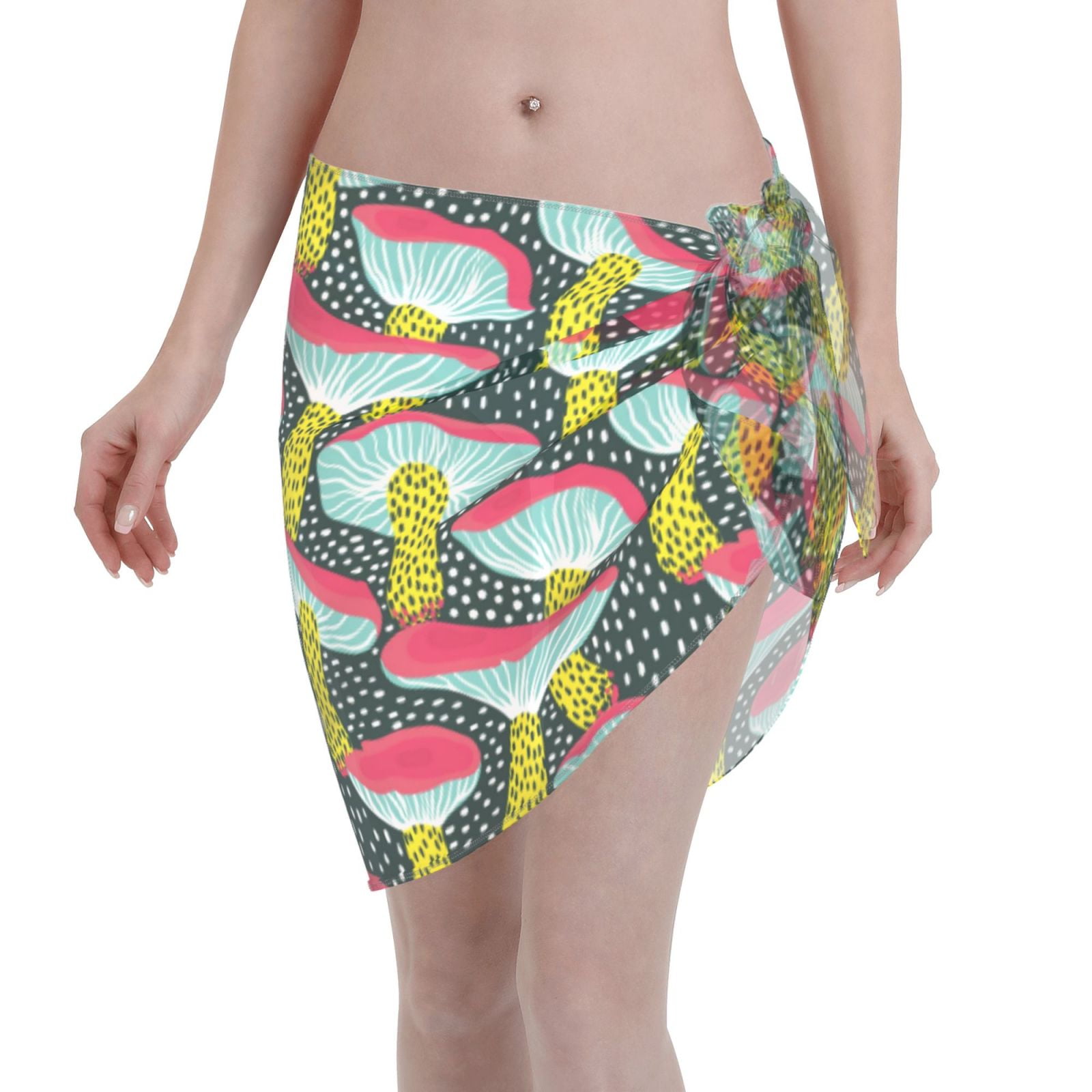 Ocsxa Green Mushroom Print Sarong Coverups For Women Bathing Suit Wrap ...