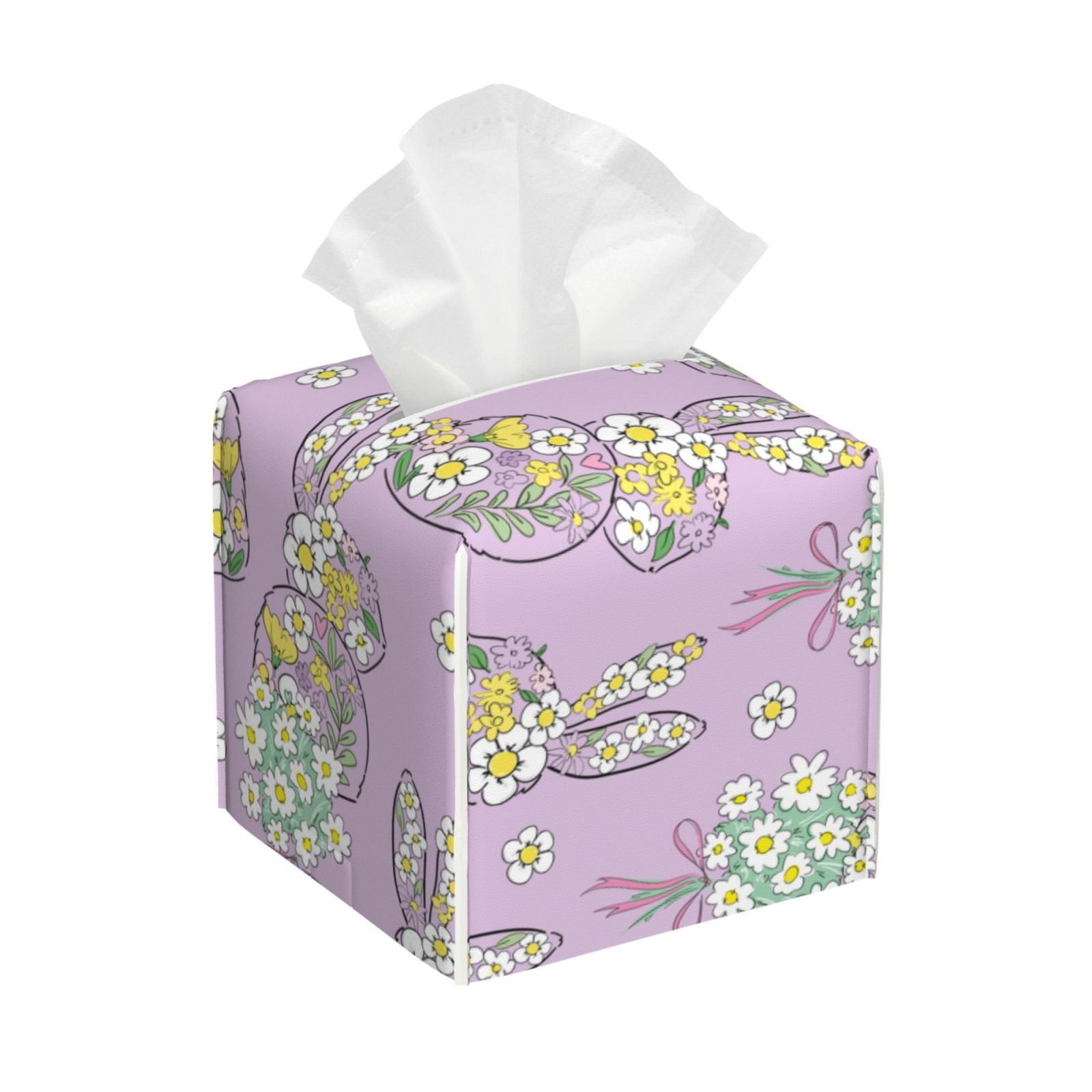 Ocsxa Hand drawn bunny Print Leather Tissue Box Cover Holder, Square ...