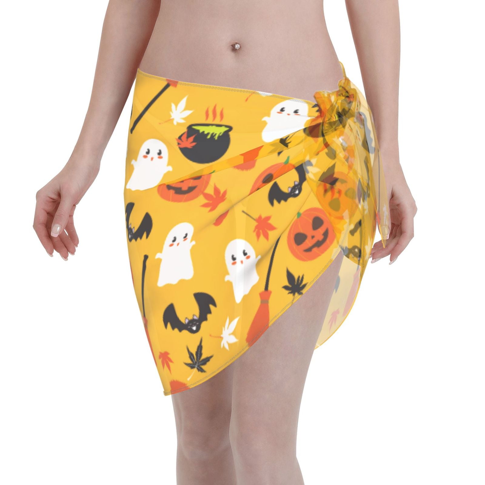 Ocsxa Happy Halloween 3 Print Sarong Coverups For Women Bathing Suit ...