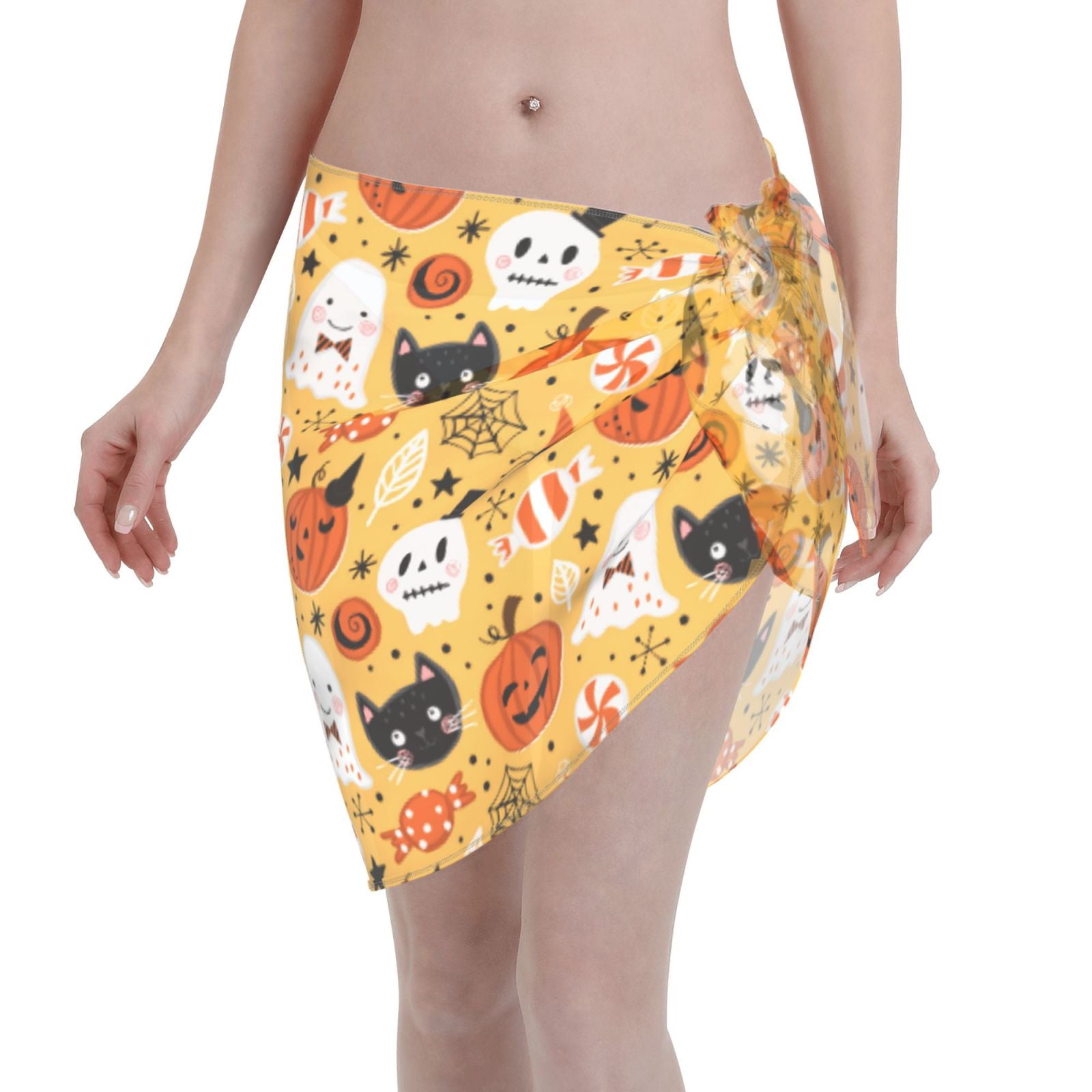 Ocsxa Happy Halloween 5 Print Sarong Coverups For Women Bathing Suit ...