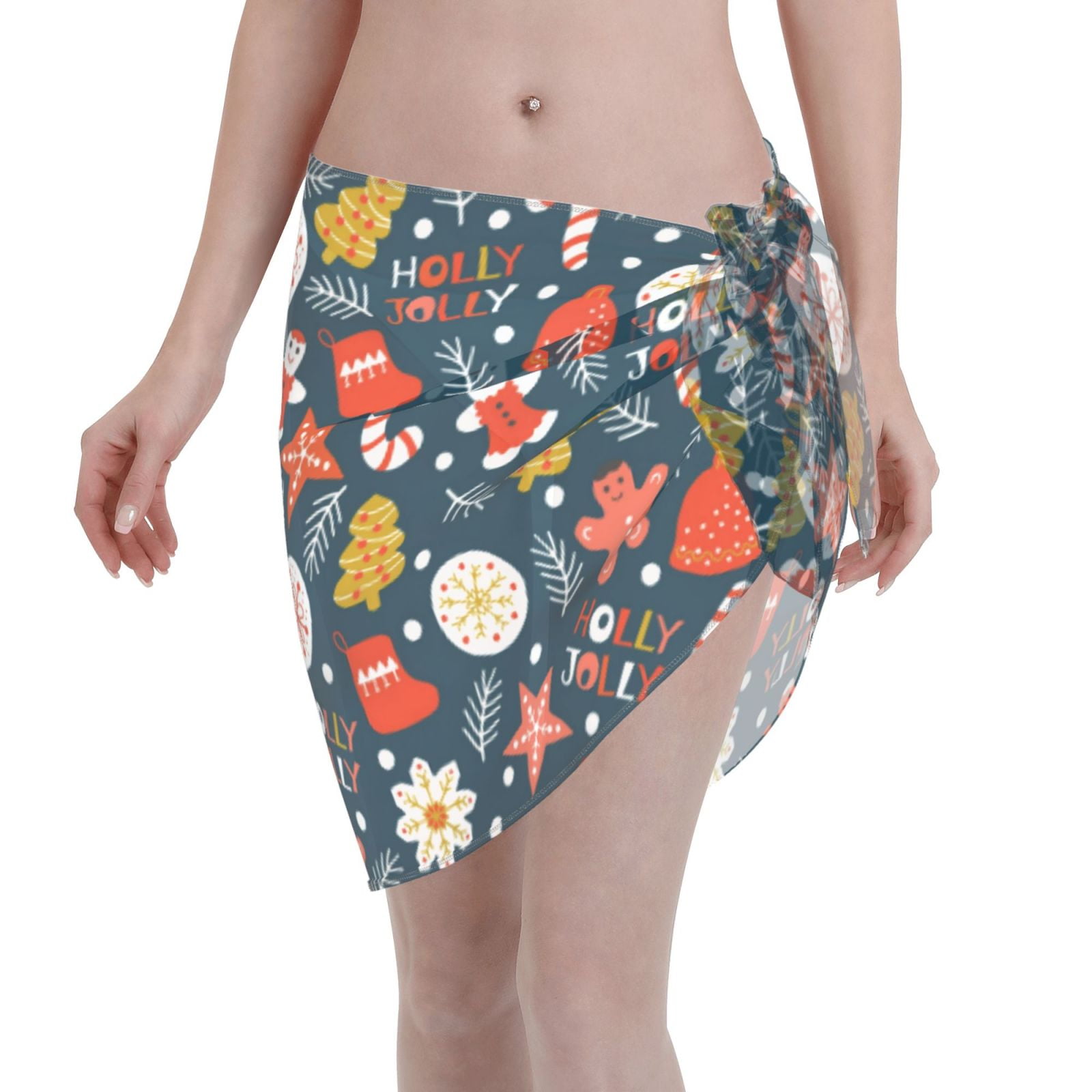 Ocsxa Holiday Christmas Cookies Print Sarong Coverups For Women Bathing ...