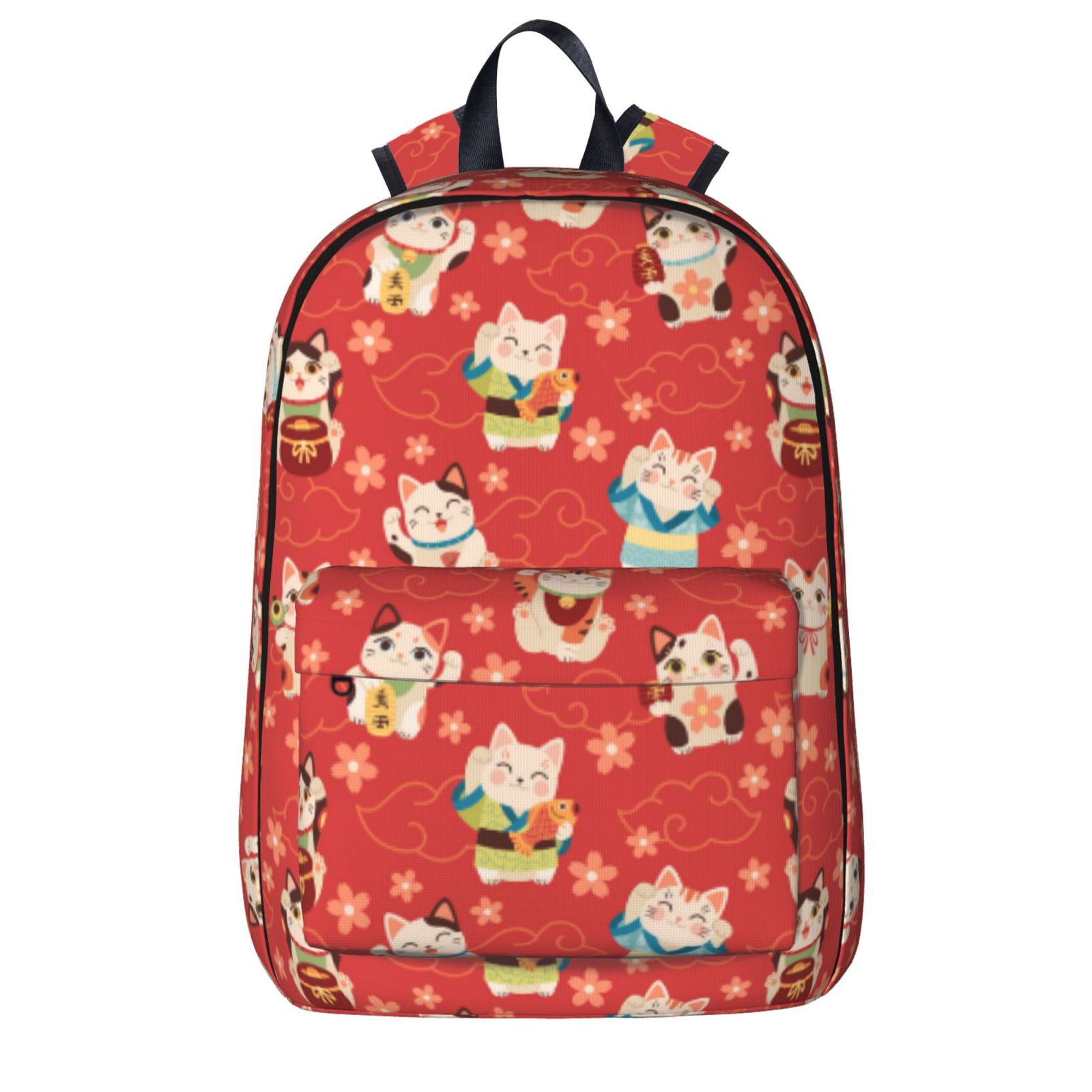 Ocsxa Japanese Maneki Cats Print School Backpack, Fits 15.6 Inch Laptop ...