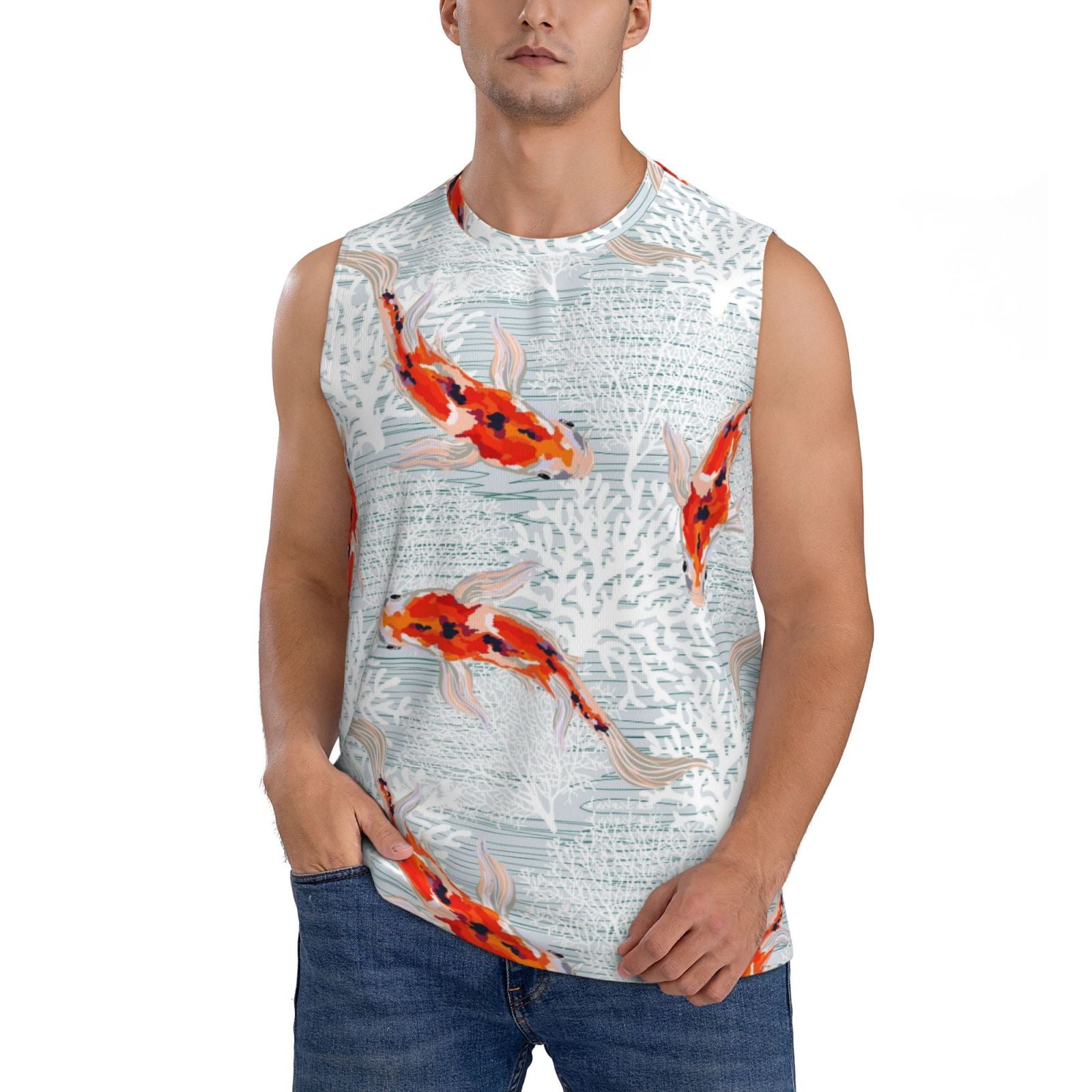Ocsxa Koi Fish Corals,Spring Summer Print Workout Tank Tops Gym ...