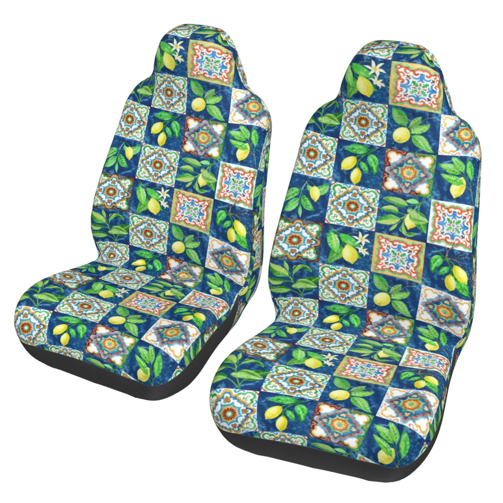 Ocsxa Lemon and Leaves Print Car Seat Covers (Set of 2), Auto Interior Accessories Seat ...