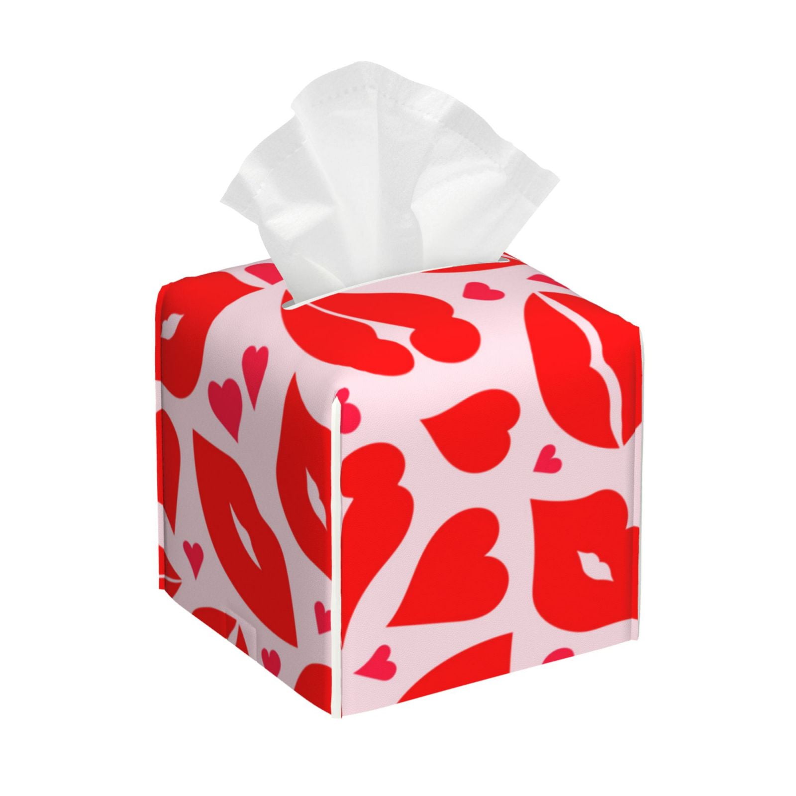Ocsxa Lips Kiss Print Leather Tissue Box Cover Holder, Square Tissue ...