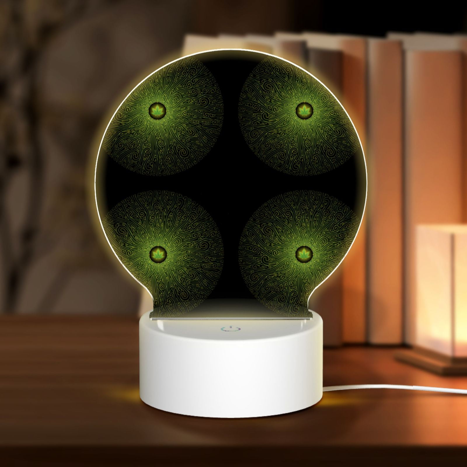 Ocsxa Mandala With Marijuana Leaf Print Acrylic Night Light - Round ...