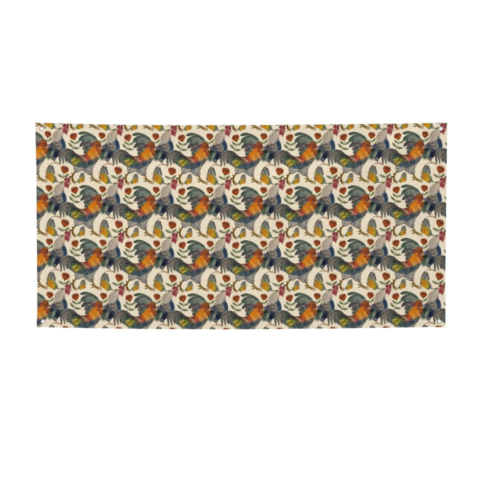 Ocsxa Multi-Colored Roosters Print Party Banner Holiday Garden ...
