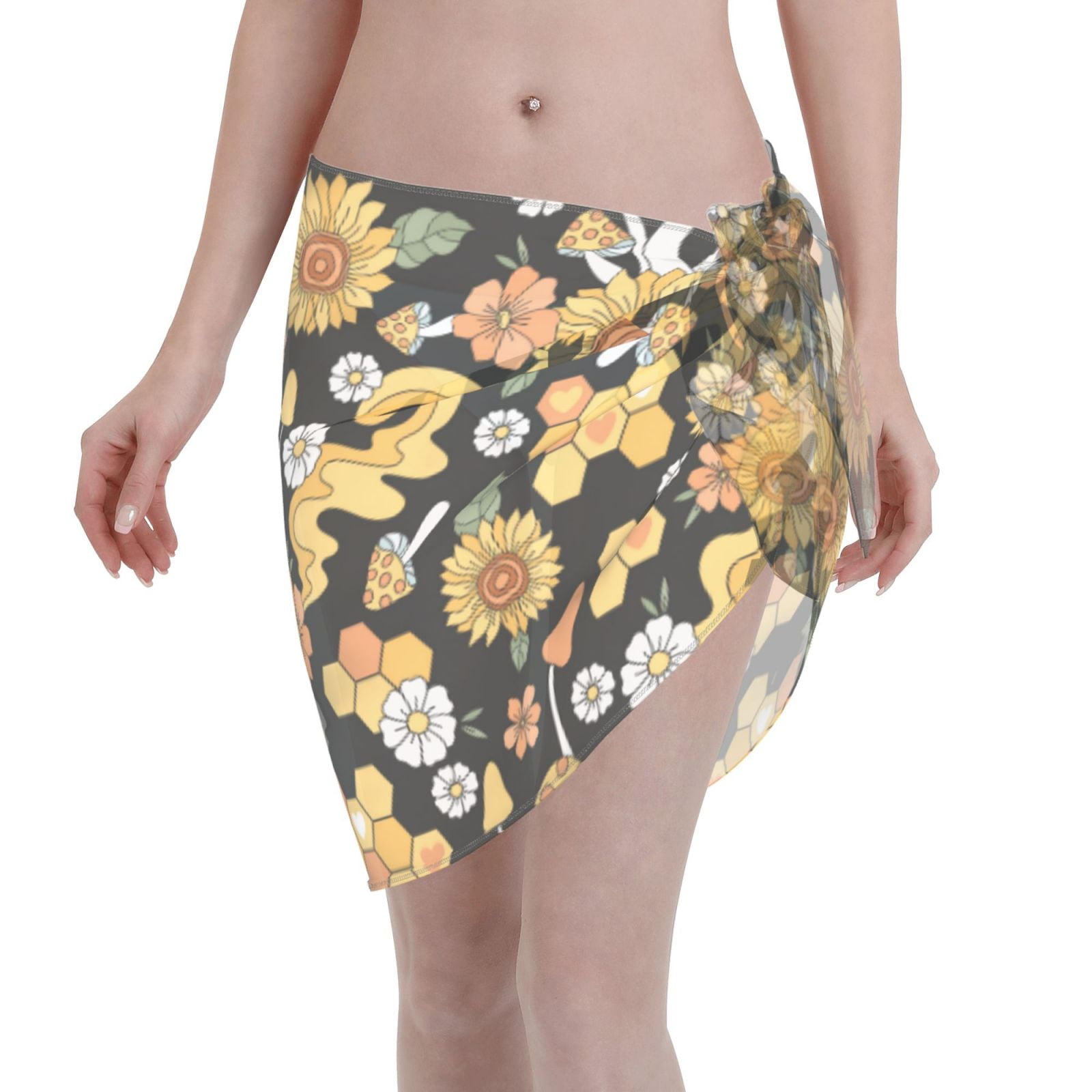 Ocsxa Mushrooms Honeycomb Print Sarong Coverups For Women Bathing Suit ...