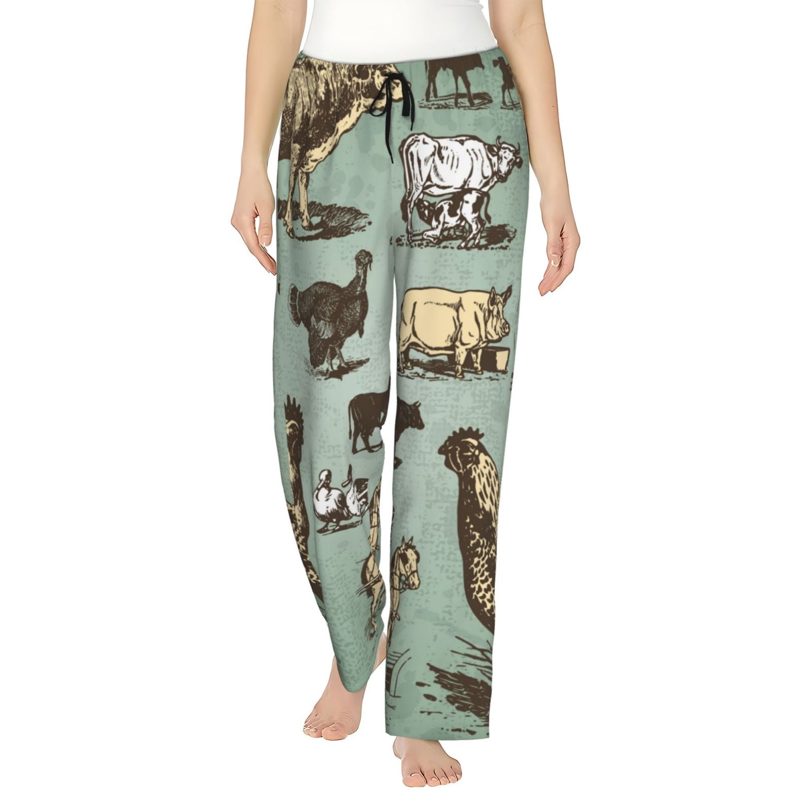 Ocsxa Pajamas Pants For Women,Vintage Farm Animals Pajama Pants With ...