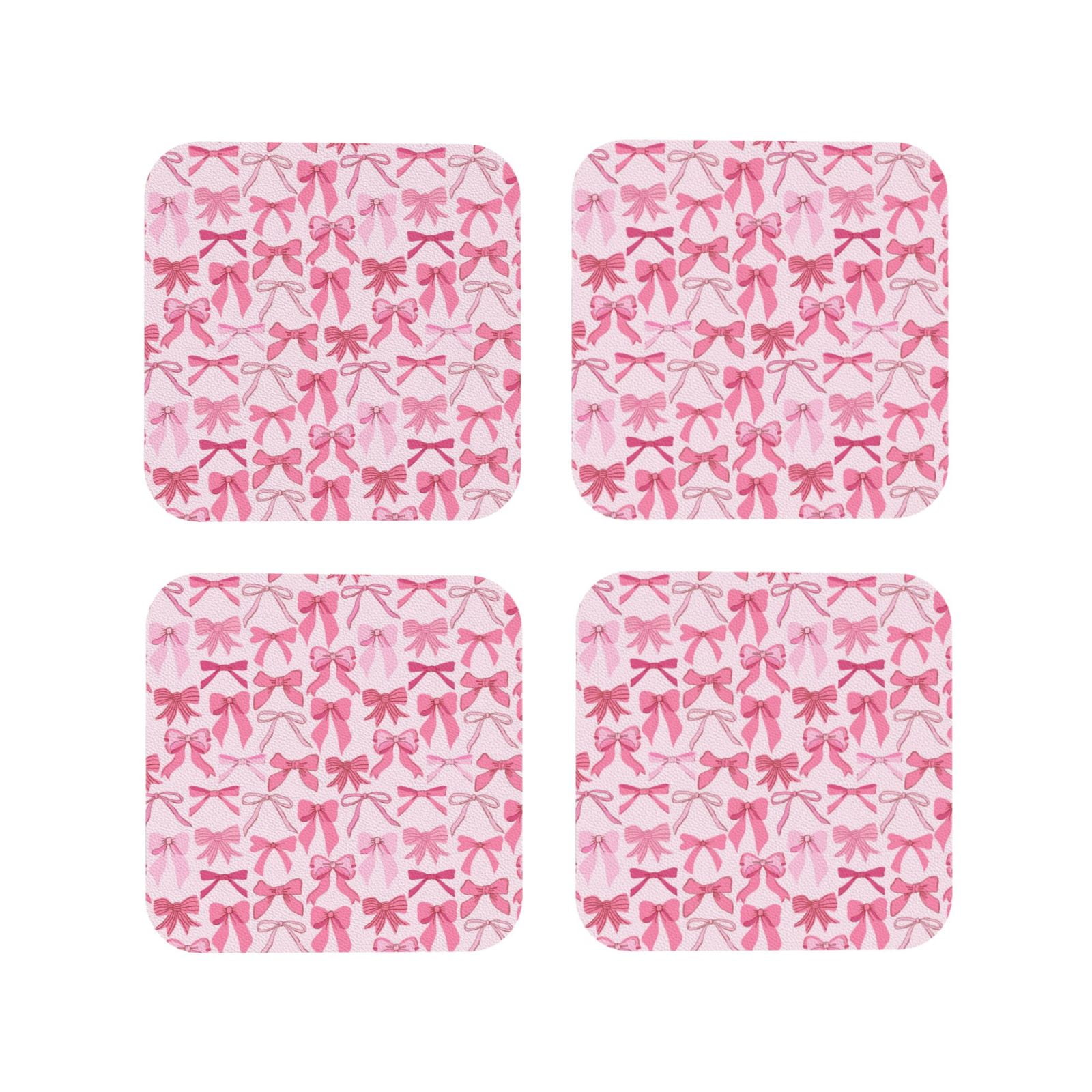 Ocsxa Pink bows Coasters for Drinks Leather Coasters Set of 4 for ...