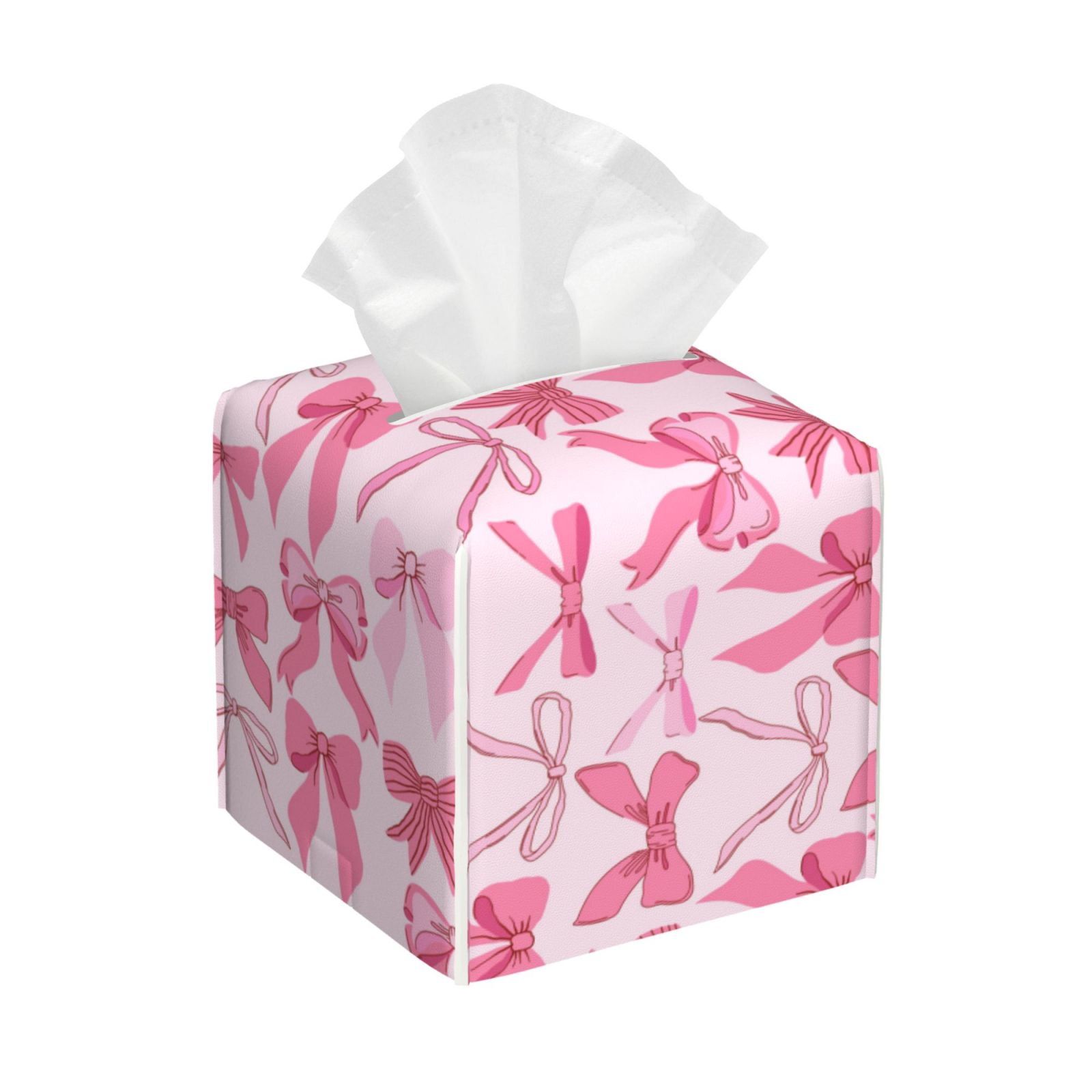 Ocsxa Pink bows Print Leather Tissue Box Cover Holder, Square Tissue ...