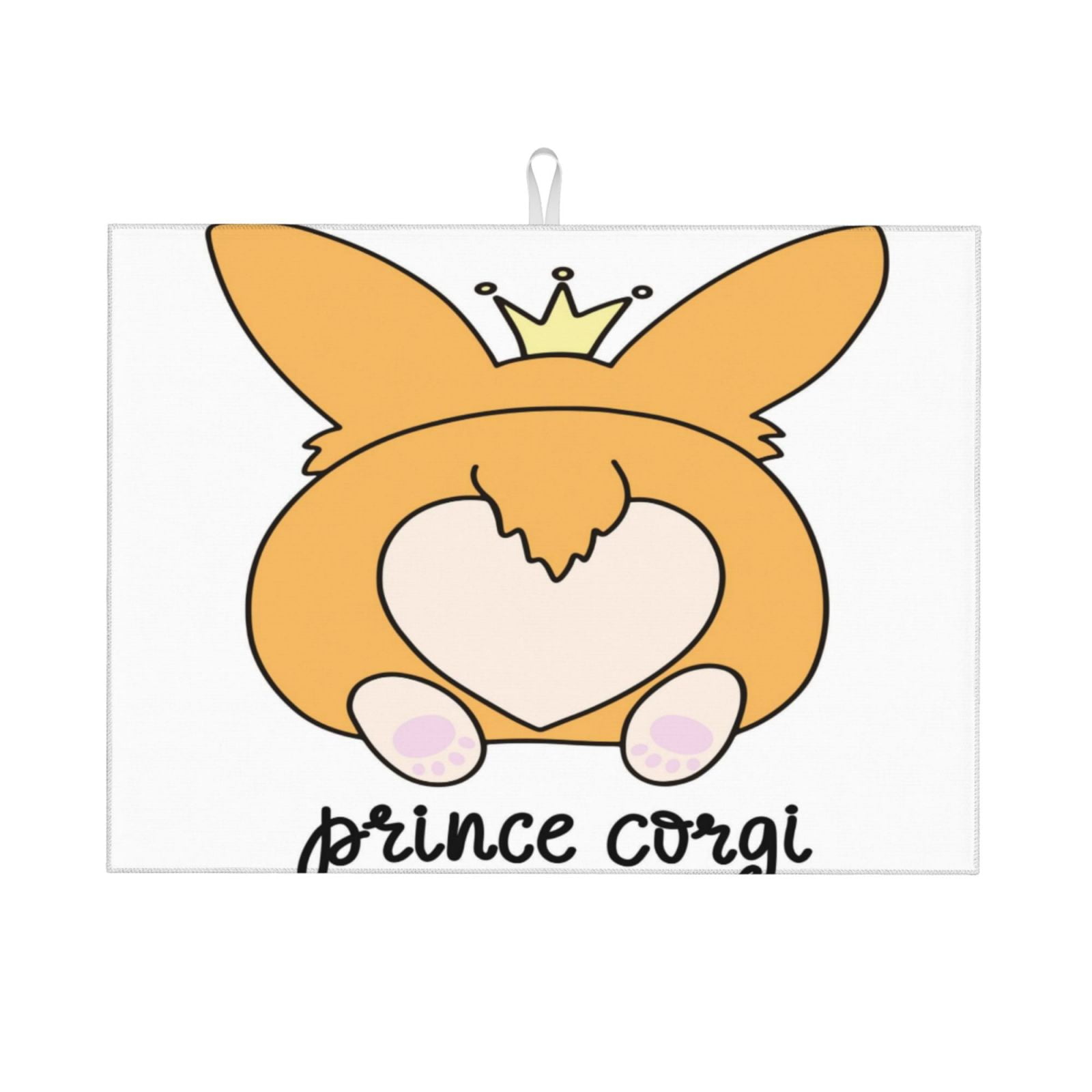 Ocsxa Prince Corgi Dog Dish Drying Mat For Kitchen Counter, Coffee Bar ...