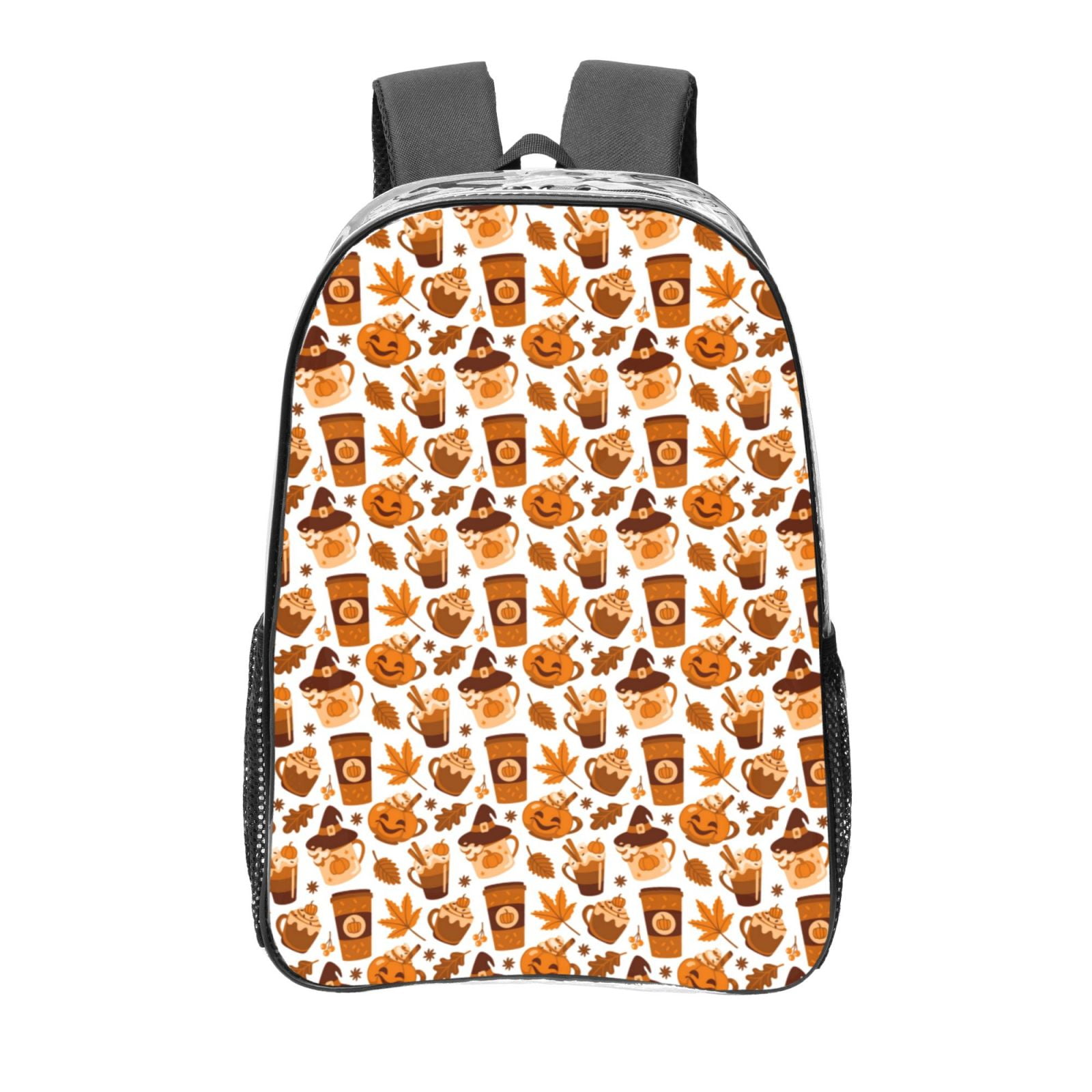 Ocsxa Pumpkin Witch Hat Coffee Pattern Clear Backpack,Transparent Bag ...