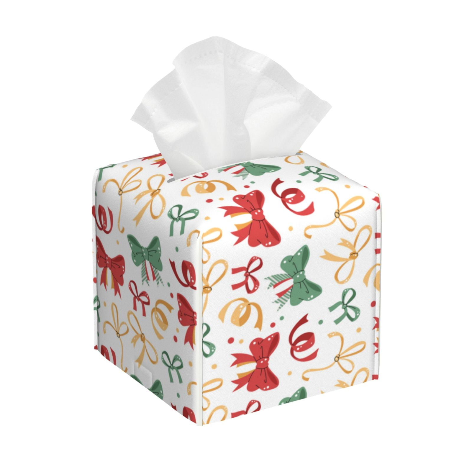 Ocsxa Retro bows Print Leather Tissue Box Cover Holder, Square Tissue ...