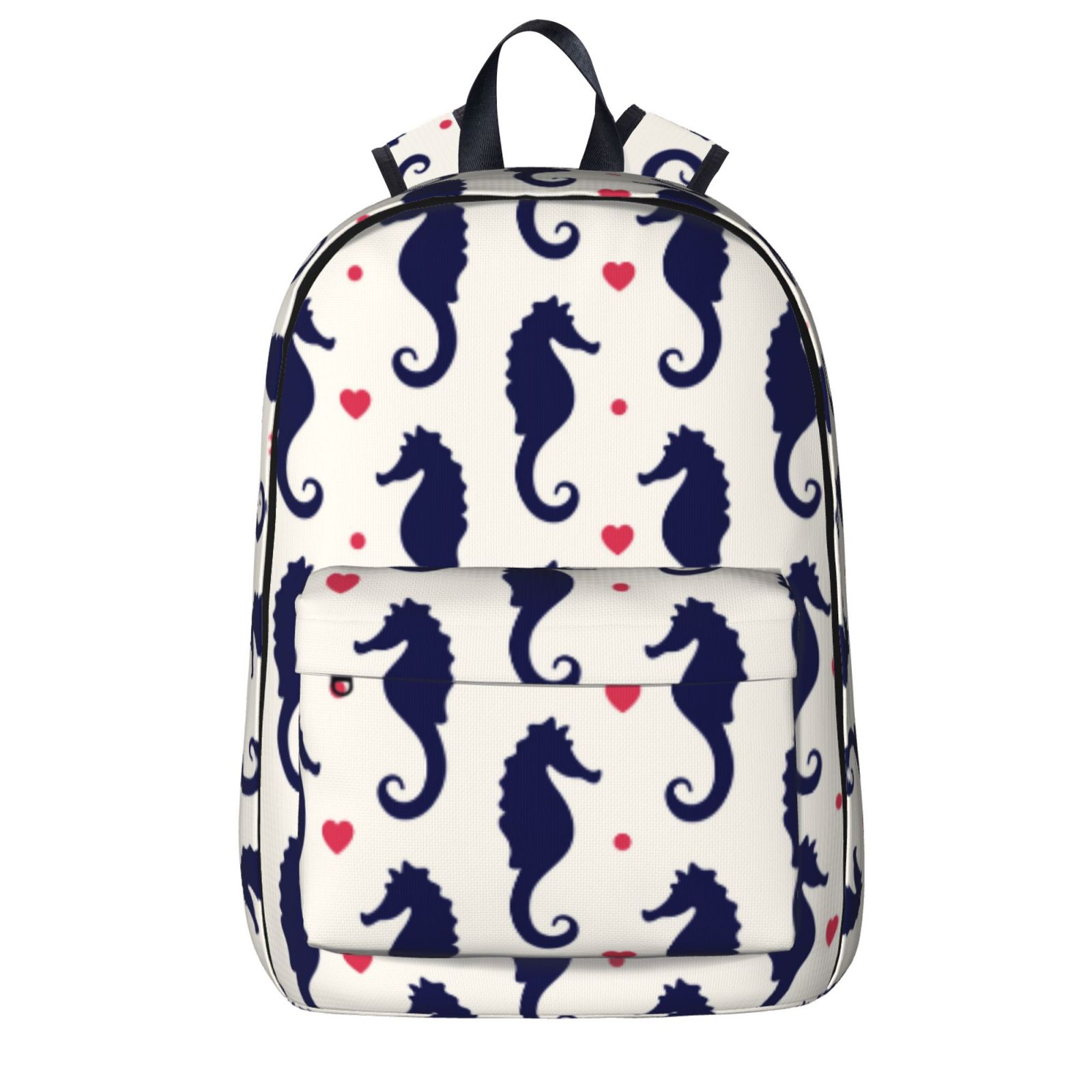 Ocsxa Seahorses and Hearts Print School Backpack, Fits 15.6 Inch Laptop ...