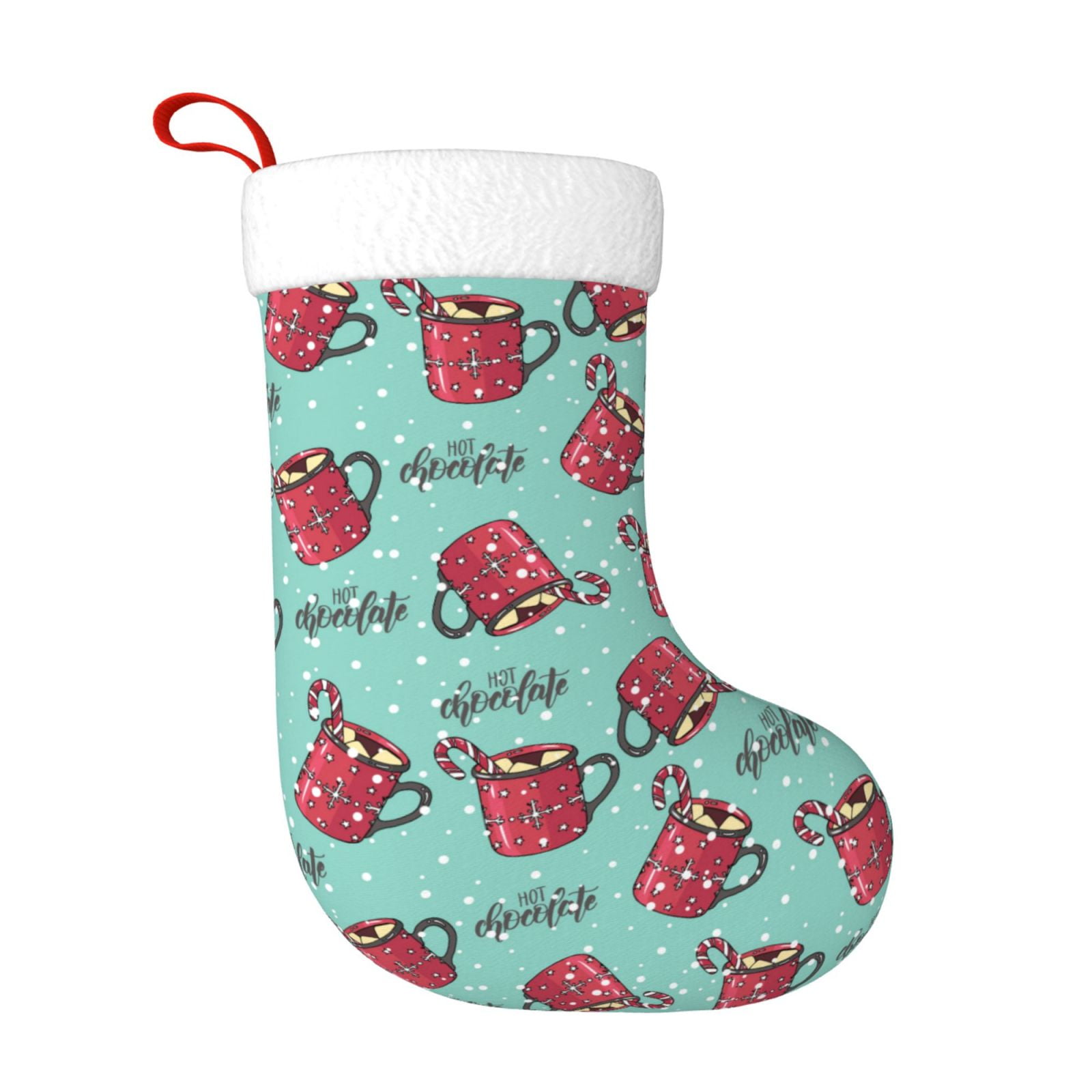 Ocsxa Snowflake Hot Cocoa Pattern Christmas Stockings Set of 1 Large ...