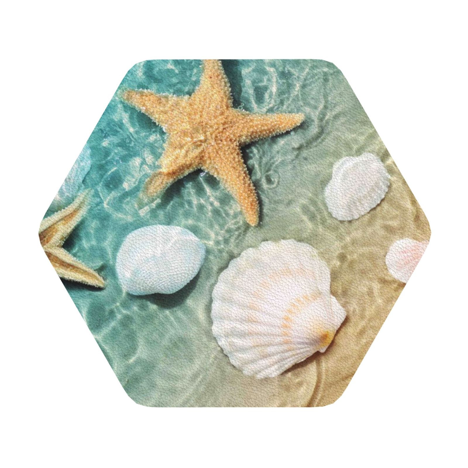 Ocsxa Starfish And Seashell On The Summer Beach Coasters For Drinks ...