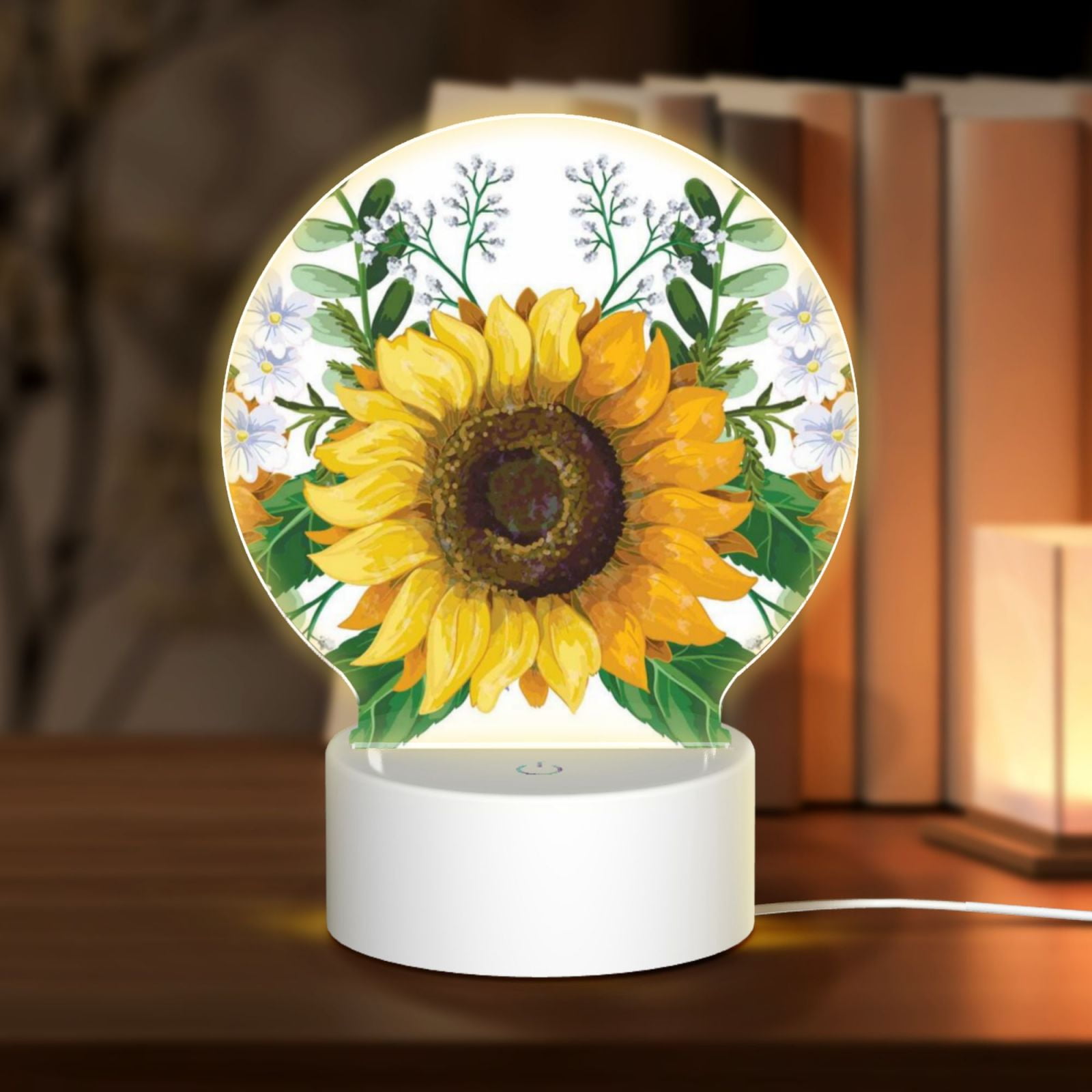 Ocsxa Sunflowers (2) Print Acrylic Night Light - Round Acrylic Sheets ...