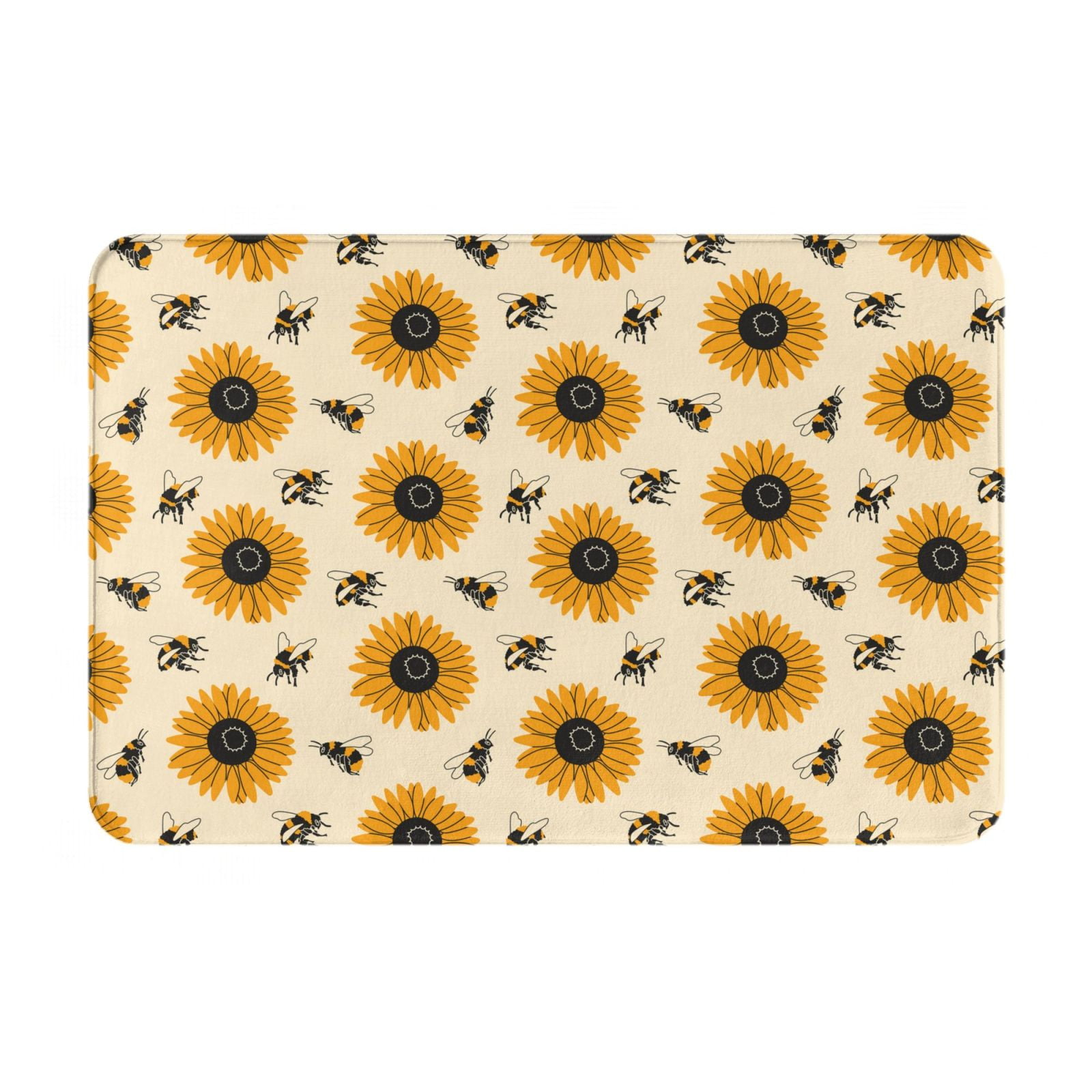 Ocsxa Sunflowers And Bee Door Mat 16"x24", Indoor/Outdoor Mat, Front ...