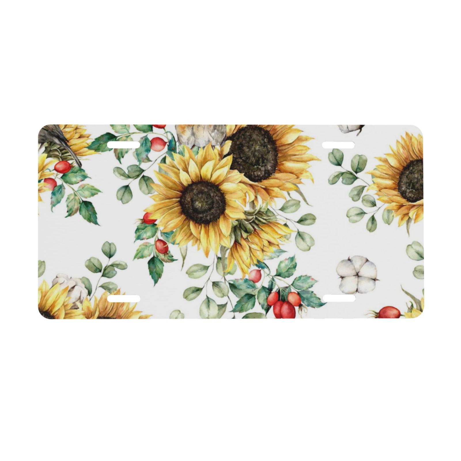 Ocsxa Sunflowers Leaves And Birds Print Front License Plate Covers ...