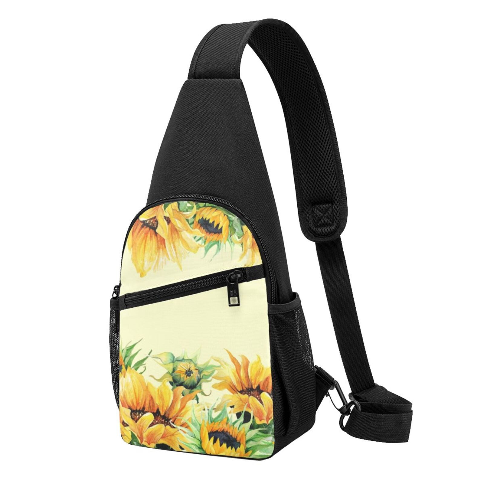 Ocsxa Sunflowers On A Yellow Background Print Sling Bags Men and Women ...