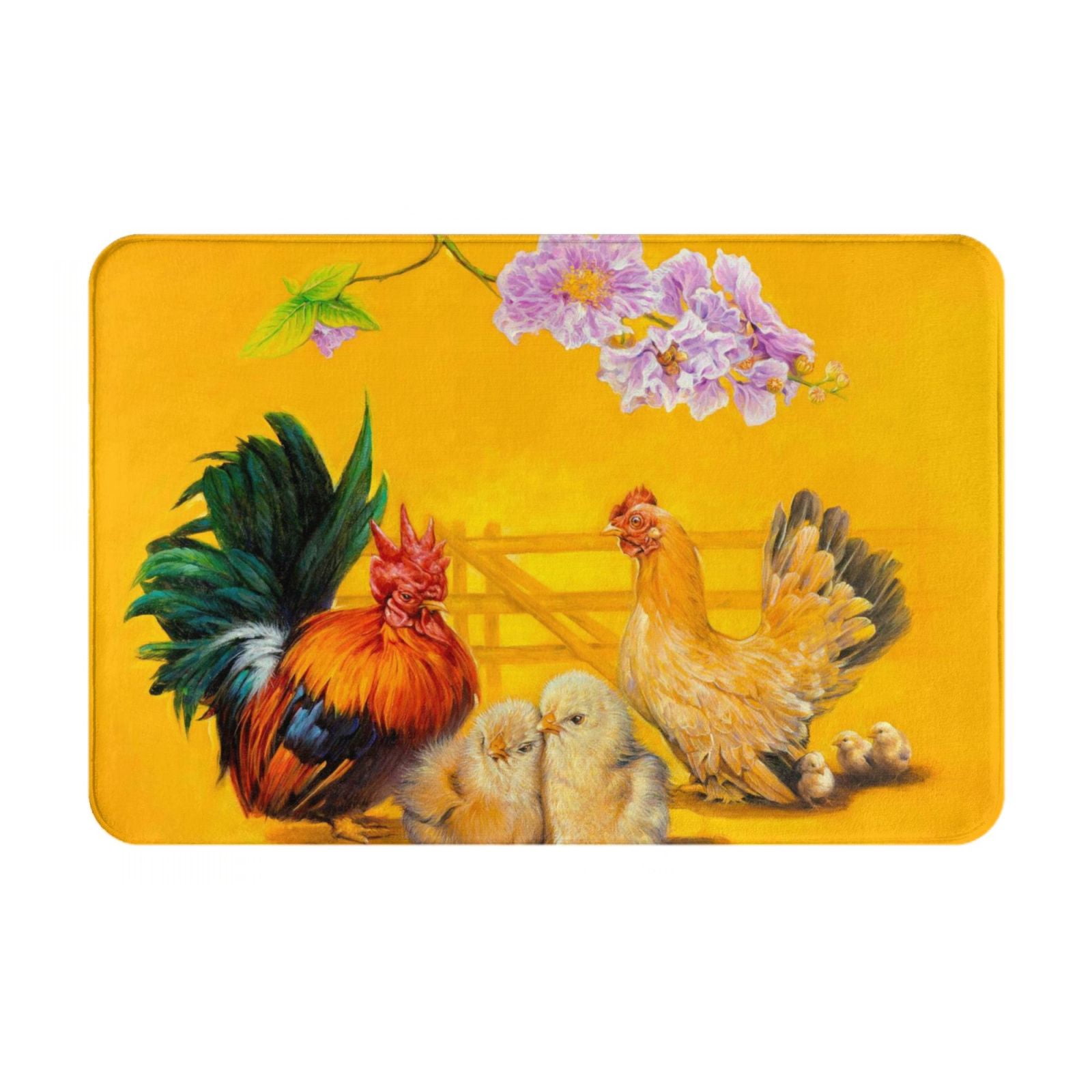 Ocsxa The Chicken Family Rooster Hen And Chicks Door Mat 16"X24 ...