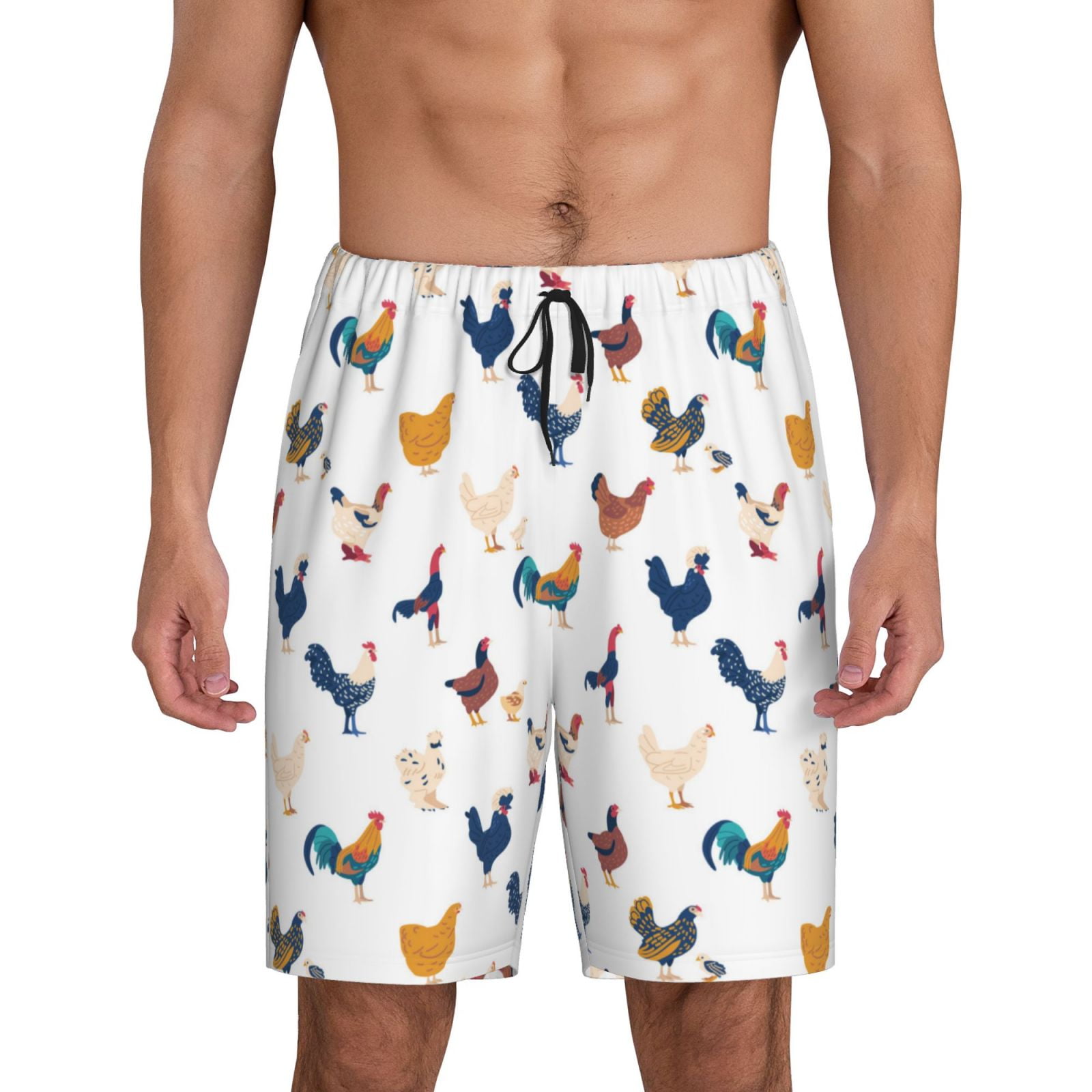 Ocsxa Various Rooster Print Sleep Pajama Shorts for Men,Men's 1-Pack ...