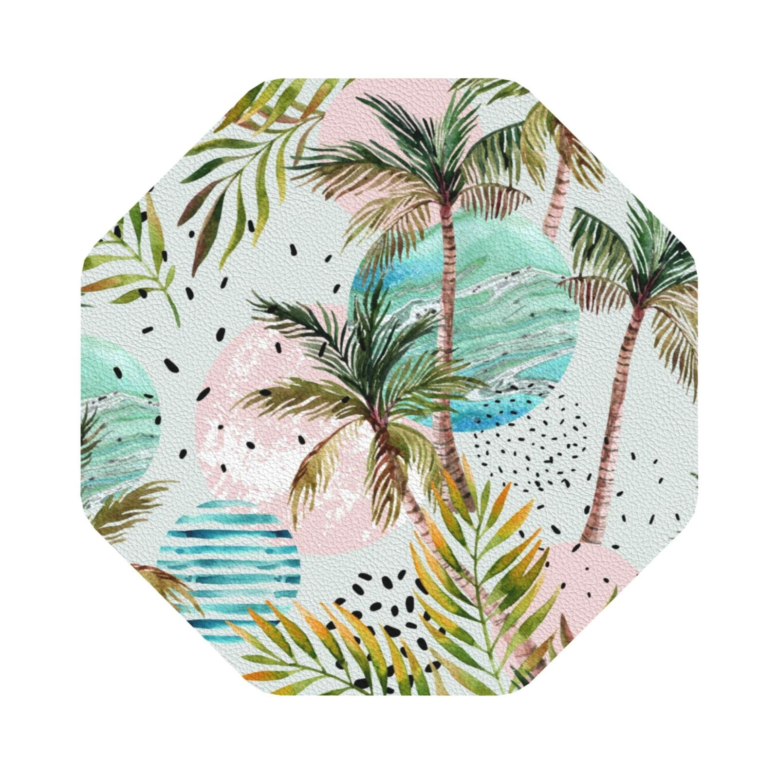 Ocsxa Watercolor Palm Tree Coasters For Drinks Leather Coasters Set Of ...