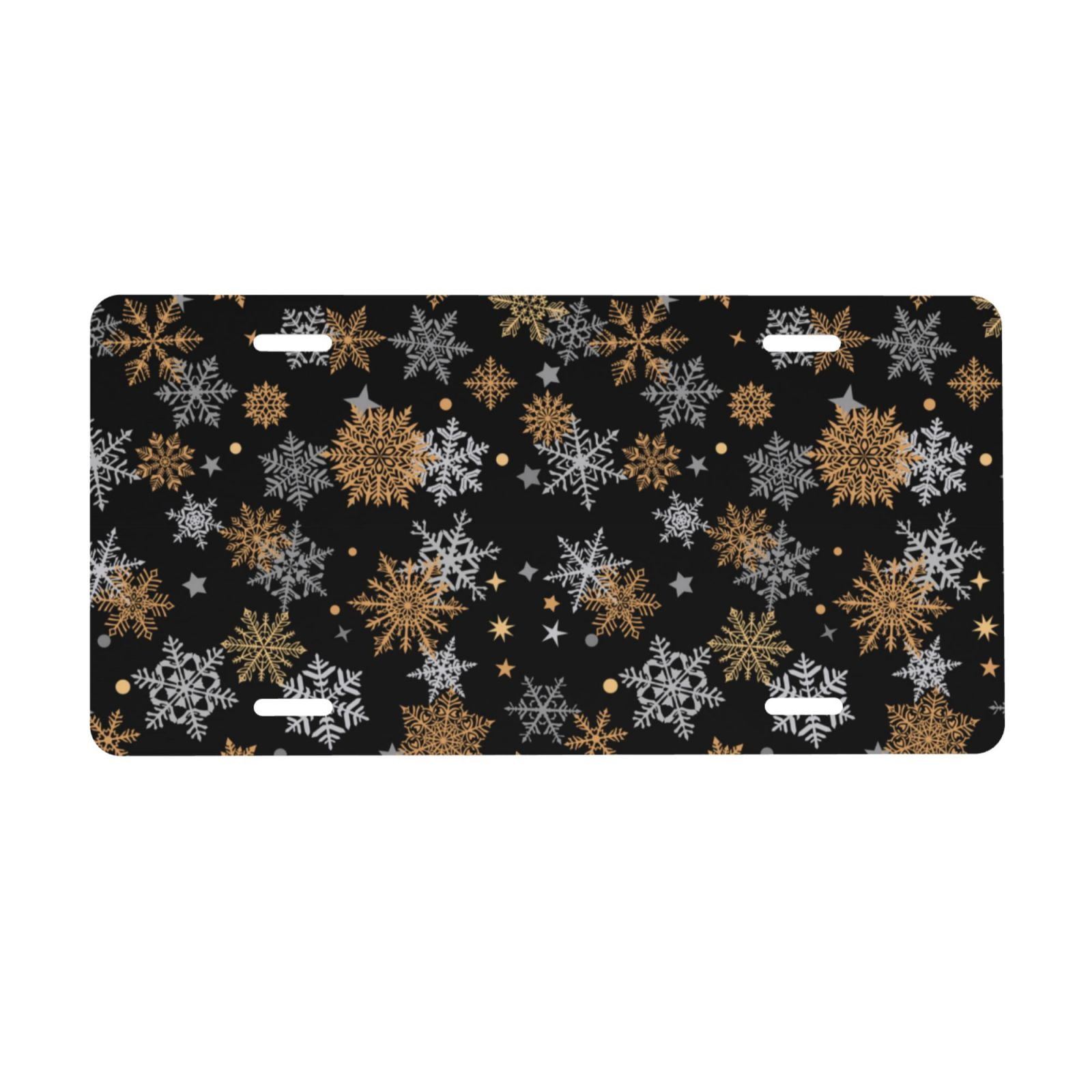 Ocsxa White And Yellow Snowflakes Print Front License Plate Covers ...