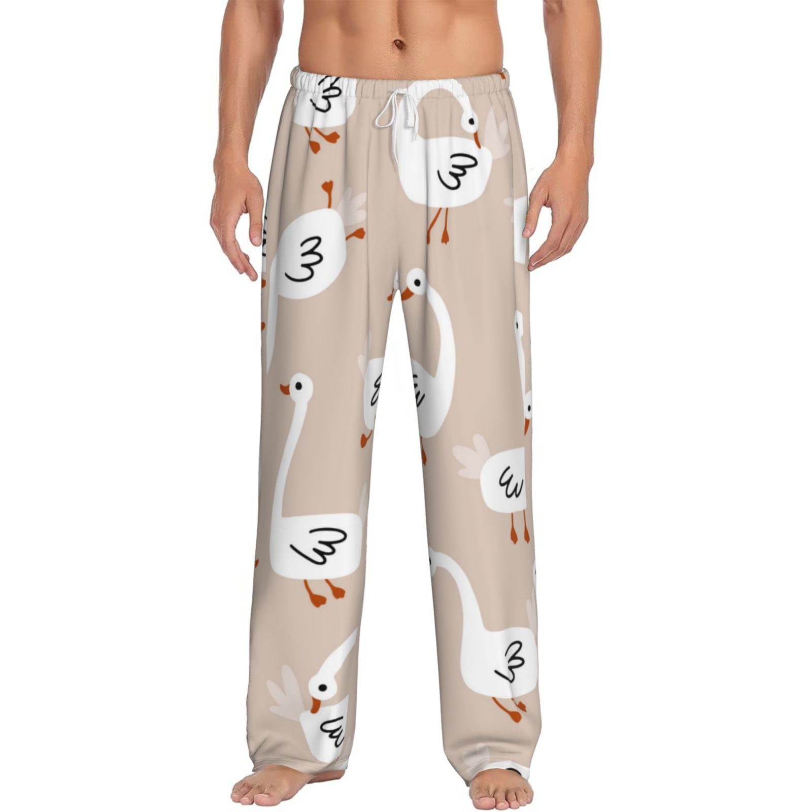 Ocsxa White Goose Print Adult Sleep Lounge Pajama Pants,Super Soft Men ...