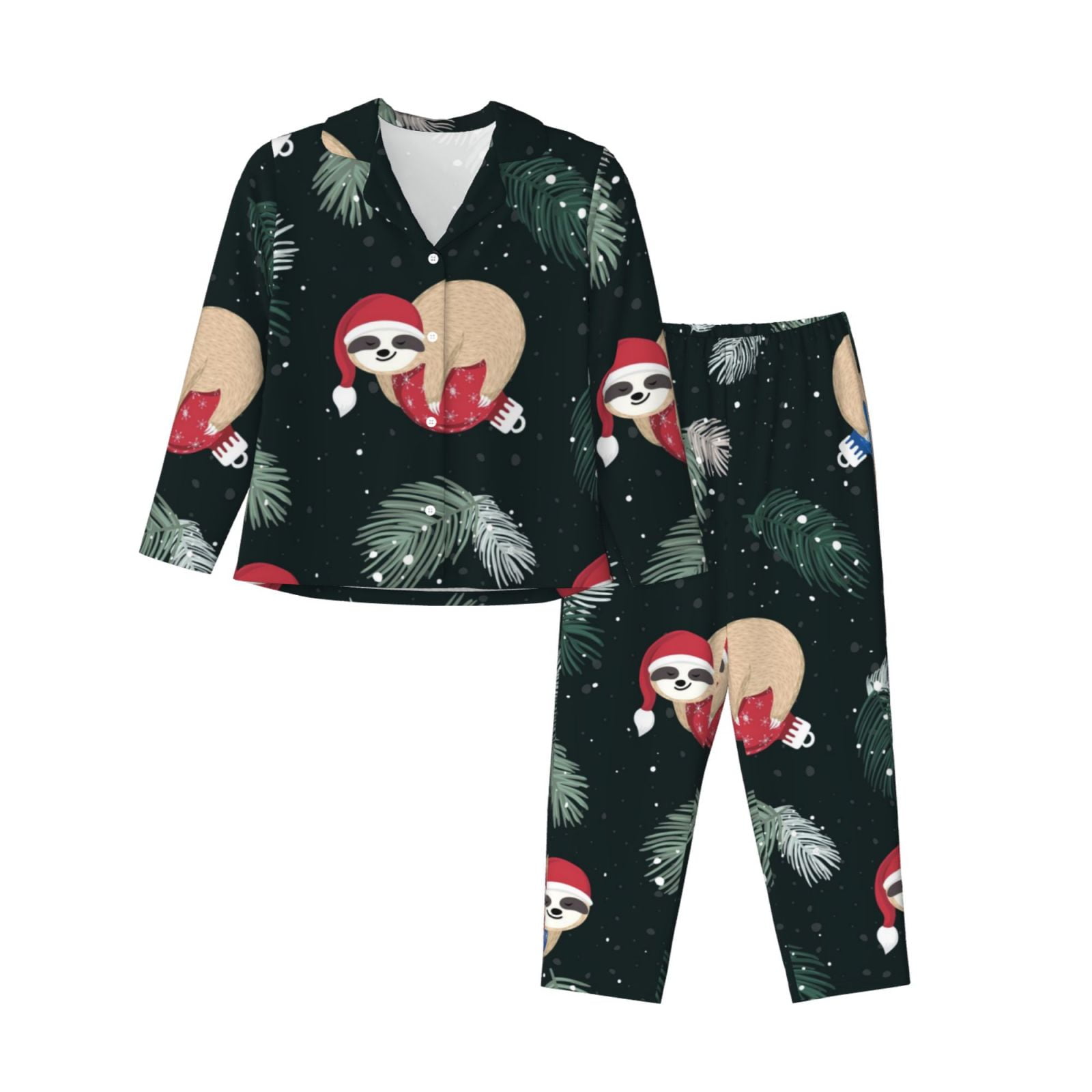 Ocsxa Women 2 Piece Floral Pajamas Lounge Set Baby Sloths Sleeping ...
