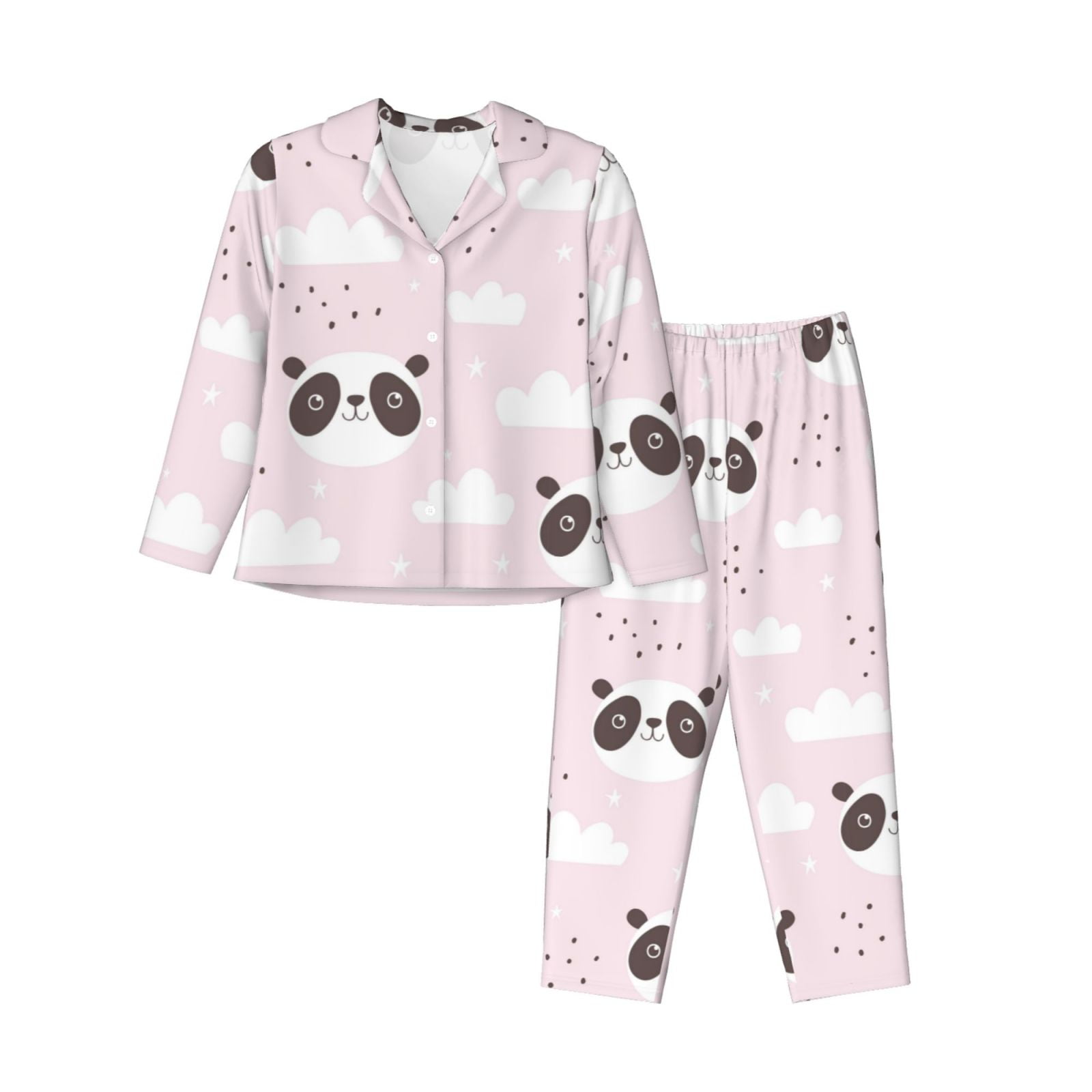Ocsxa Women 2 Piece Floral Pajamas Lounge Set Cute Panda Loungewear ...