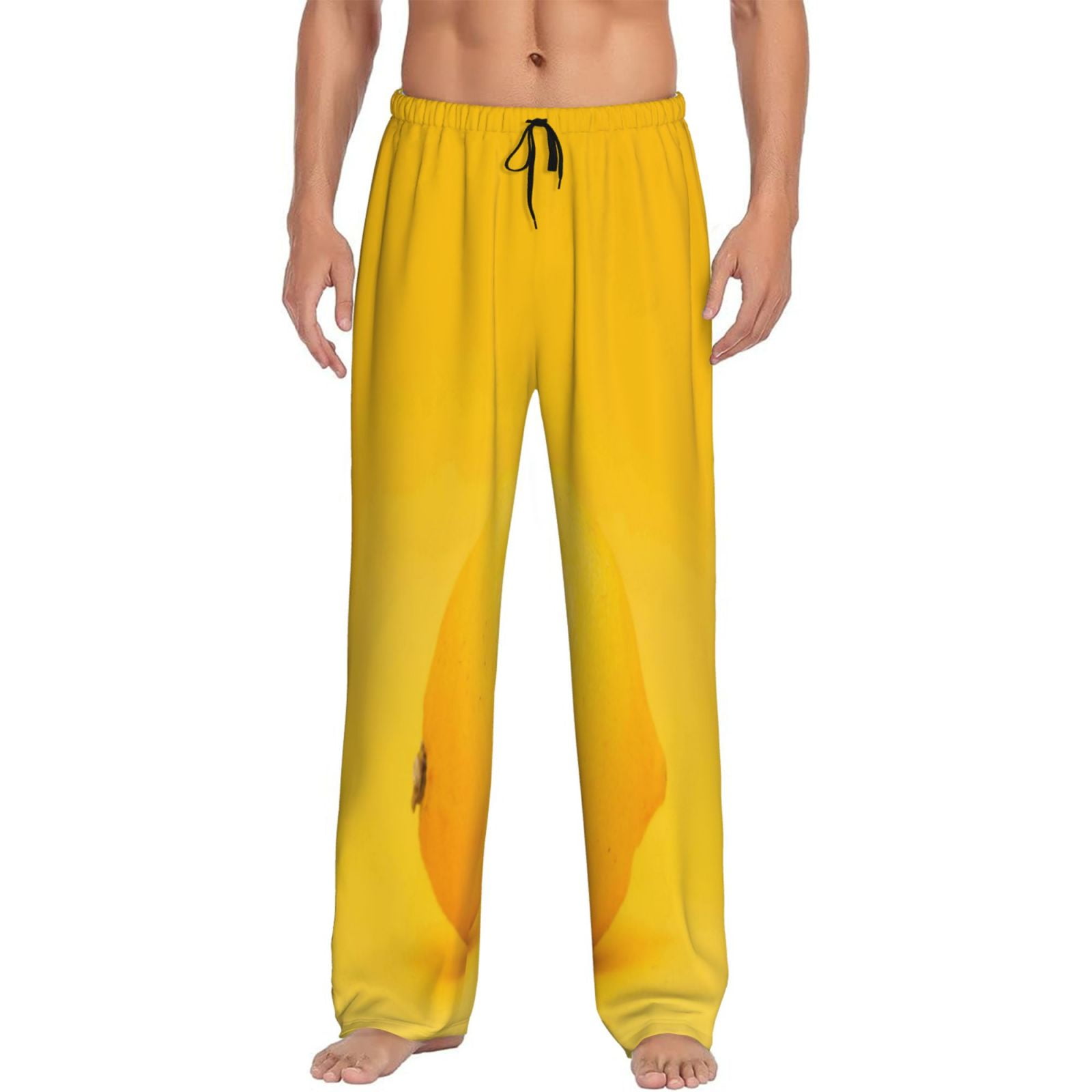 Ocsxa Yellow Lemon Print Adult Sleep Lounge Pajama Pants,Super Soft Men ...