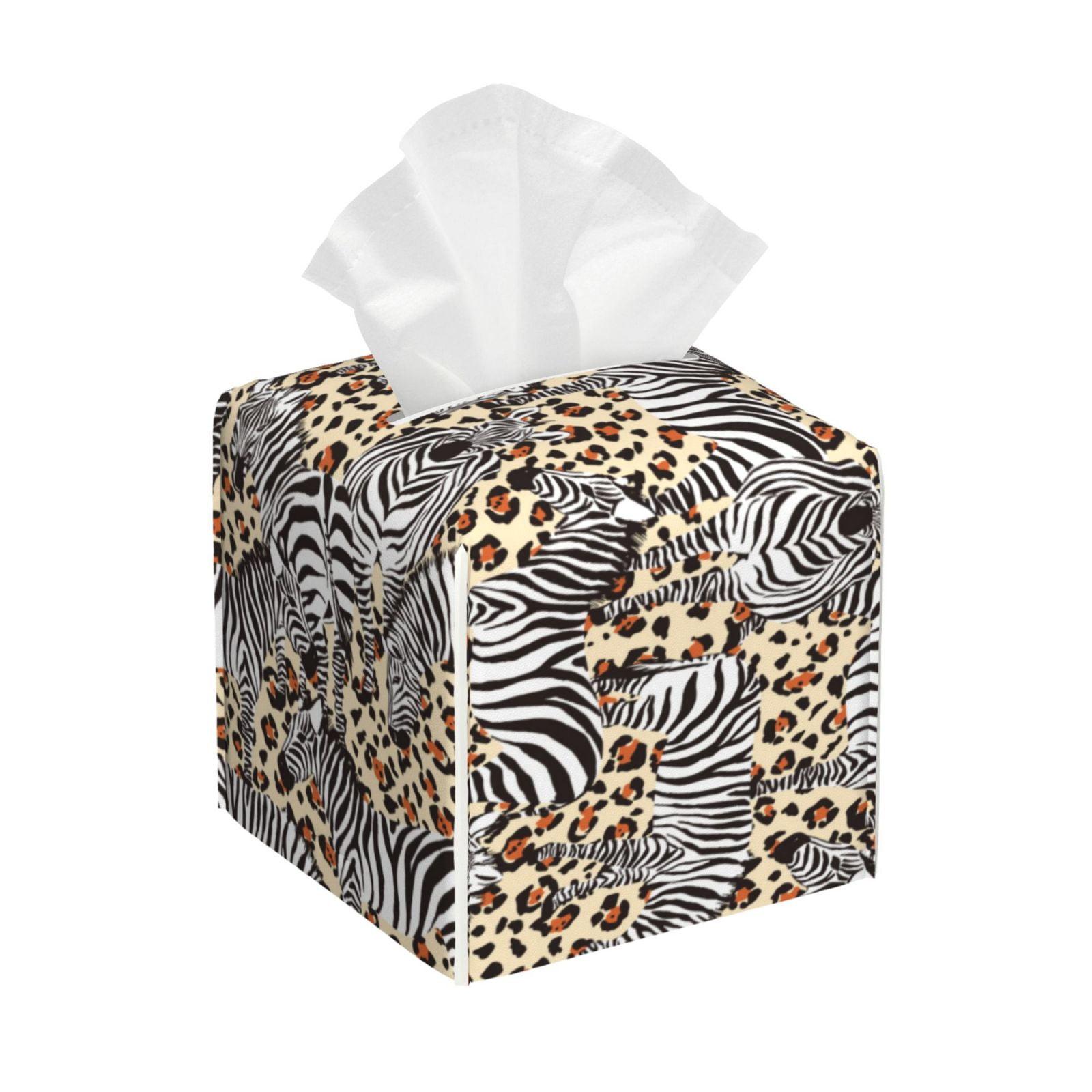 Ocsxa Zebra Print Leather Tissue Box Cover Holder, Square Tissue Case ...