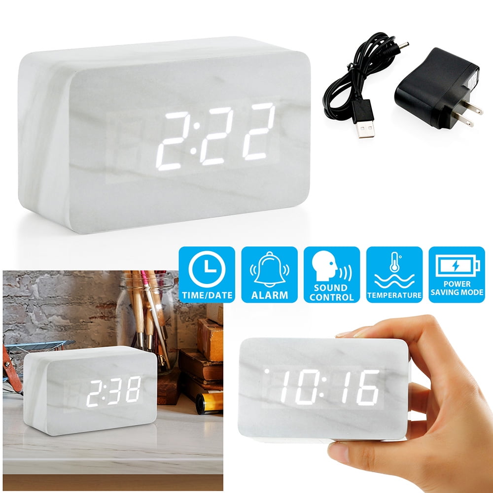 Oct17 Marble Pattern Alarm Clock, Fashion Multi-function LED Alarm ...