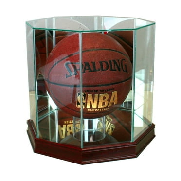 Perfect Cases Wall-Mounted Basketball Display Case, Cherry Finish ...