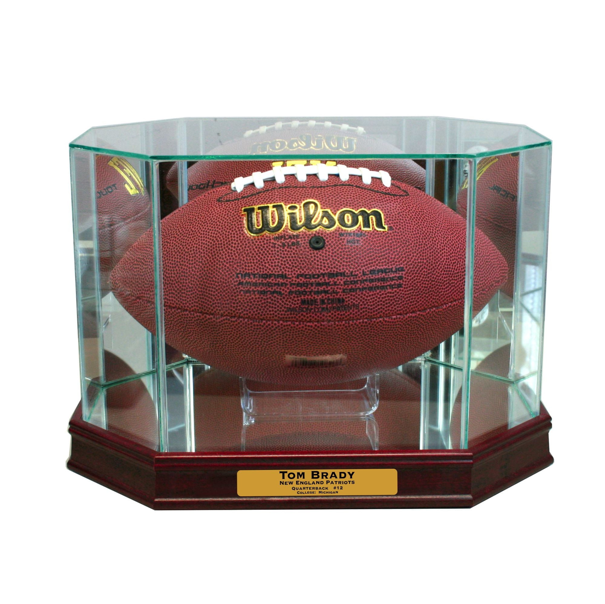 Octagon Football Display Case (Cherry) with Custom Engraving - Walmart.com