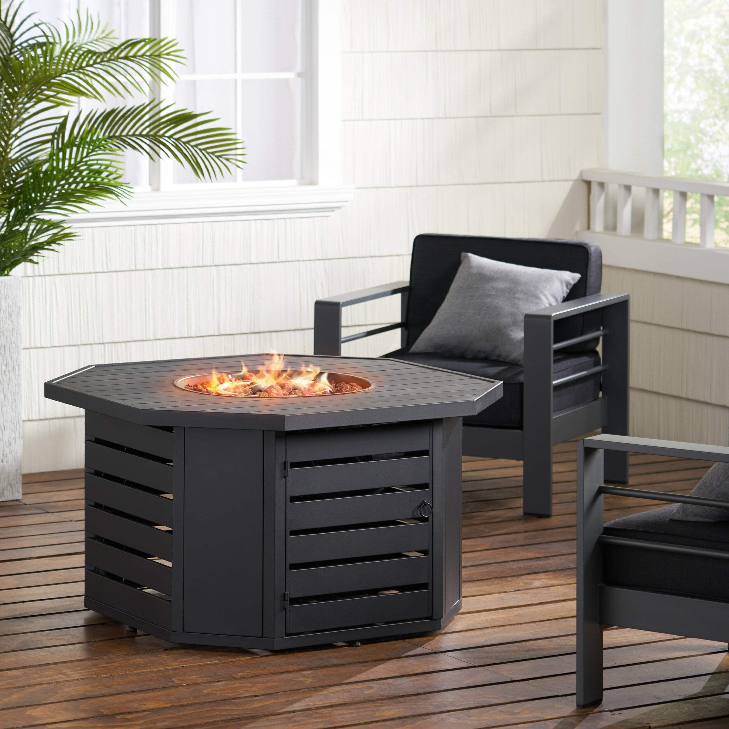 Octagon Iron Fire Pit 50000Btu Black Iron - Walmart.com