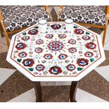 Octagon Marble Coffee Table with White Marble Inlay Work, Bedside Table ...